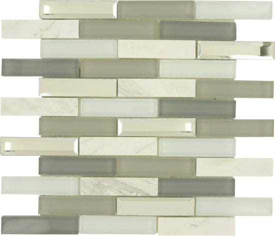 Beveled Castel Newport Blue Glass & Stone Tile BCA654