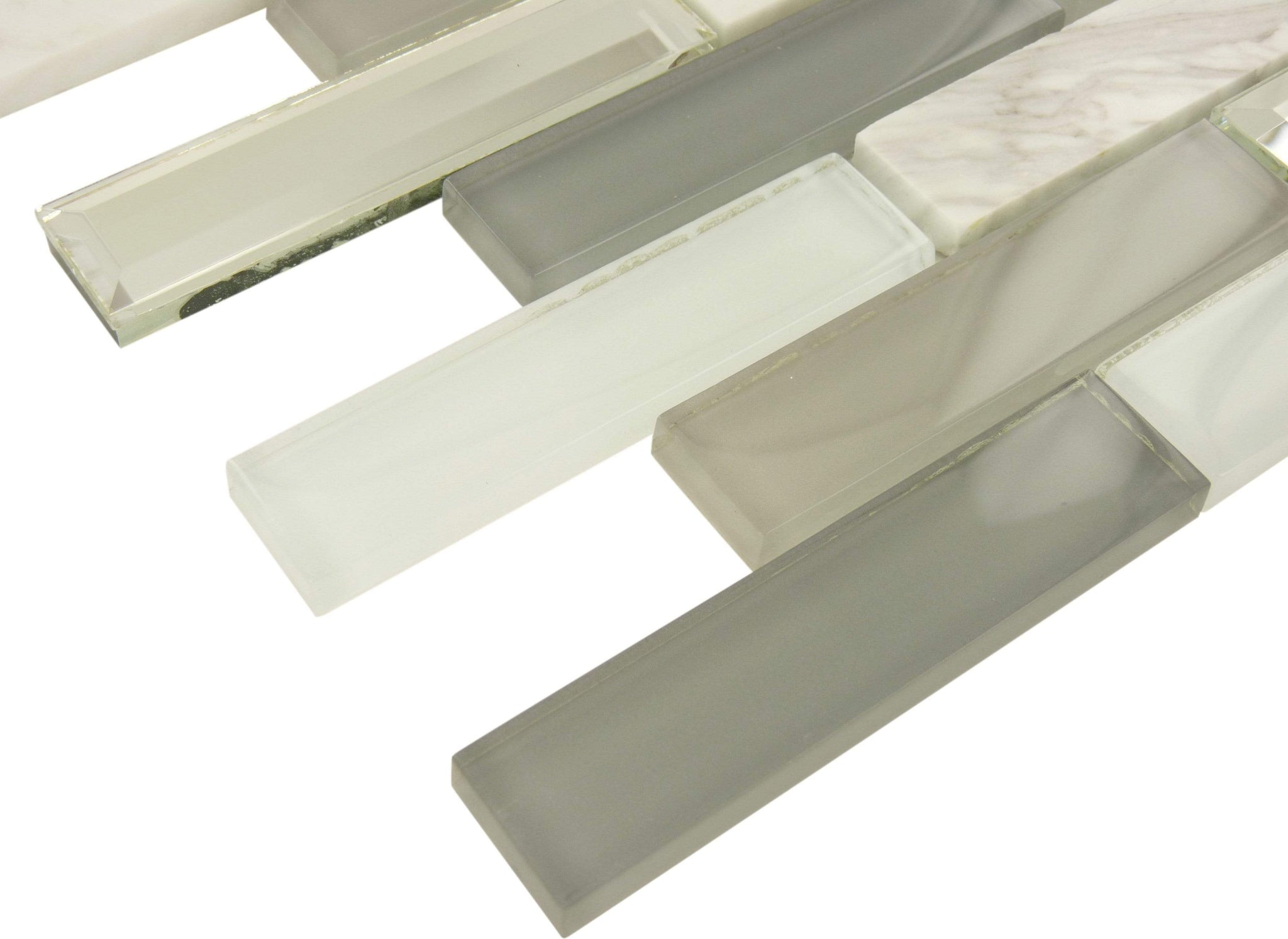 Beveled Castel Newport Blue Glass & Stone Tile BCA654