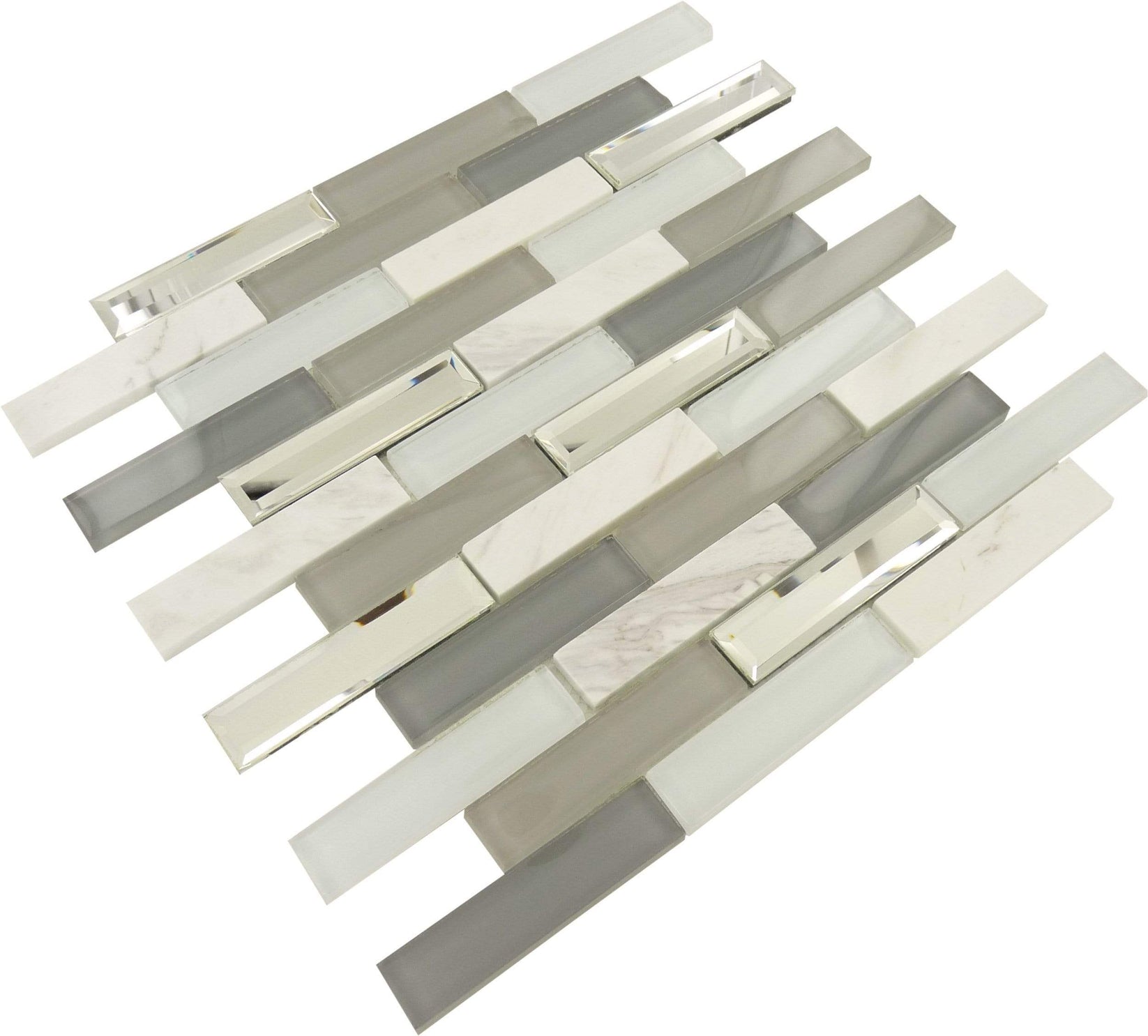 Beveled Castel Newport Blue Glass & Stone Tile BCA654