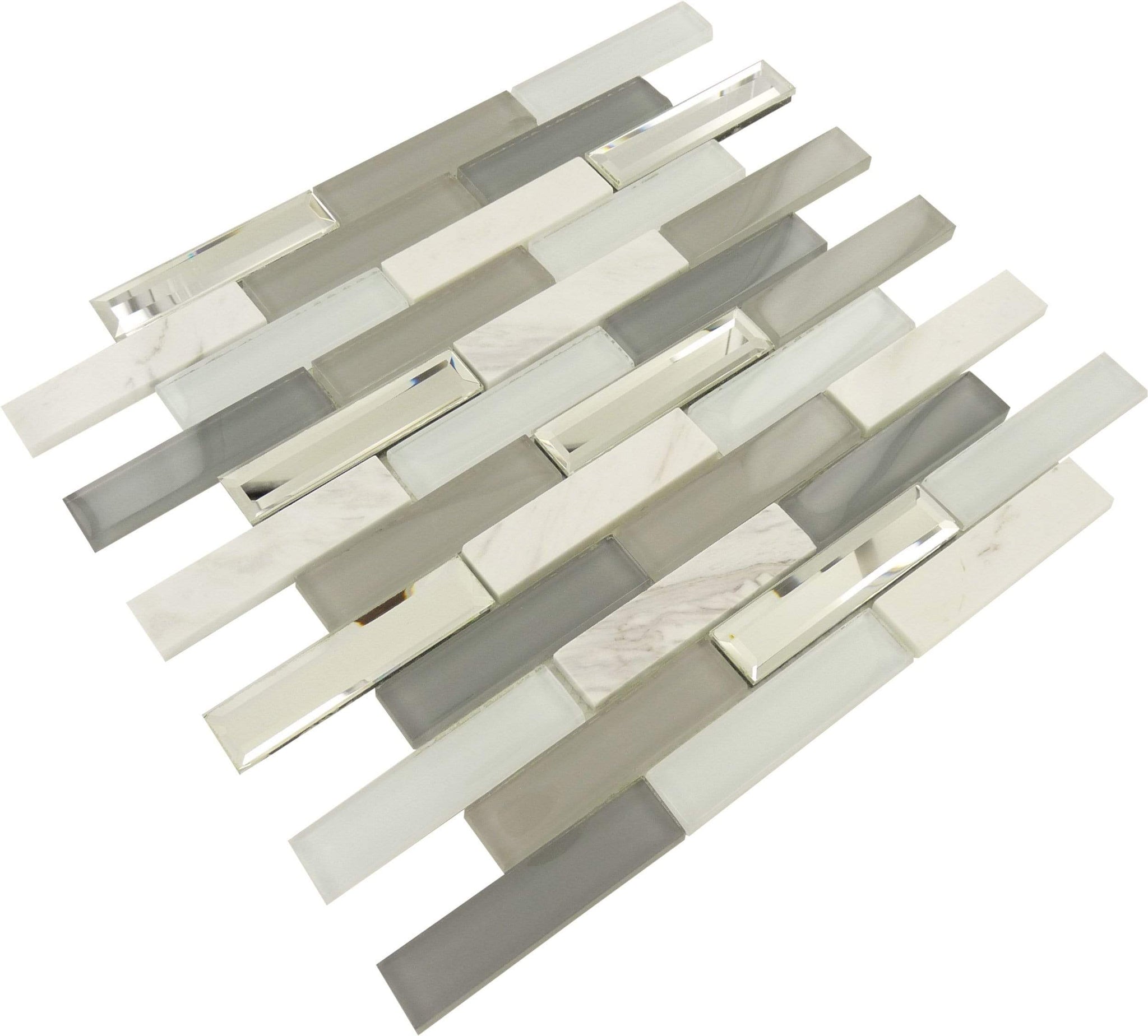 Beveled Castel Newport Blue Glass & Stone Tile BCA654