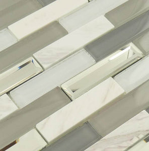 Beveled Castel Newport Blue Glass & Stone Tile BCA654