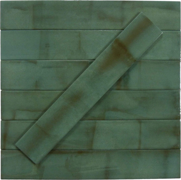 Bistro Kelly Green 2" x 14" Glossy Porcelain Subway Tile BTR784
