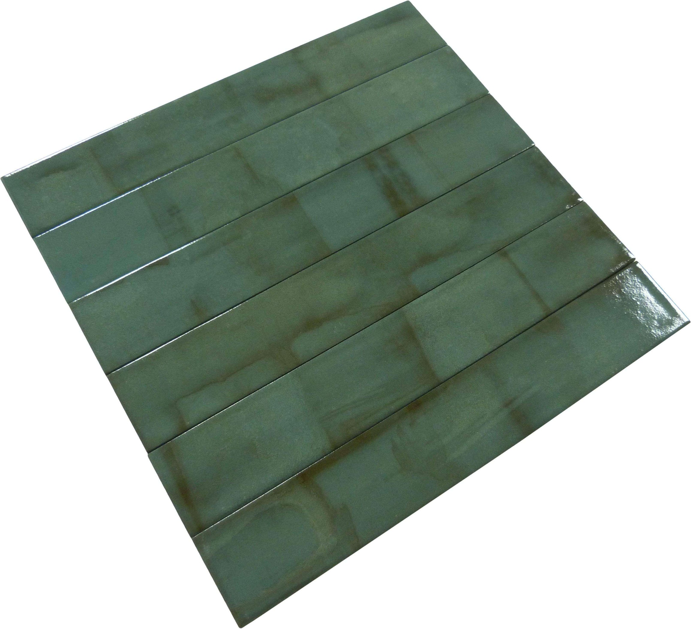 Bistro Kelly Green 2" x 14" Glossy Porcelain Subway Tile BTR784