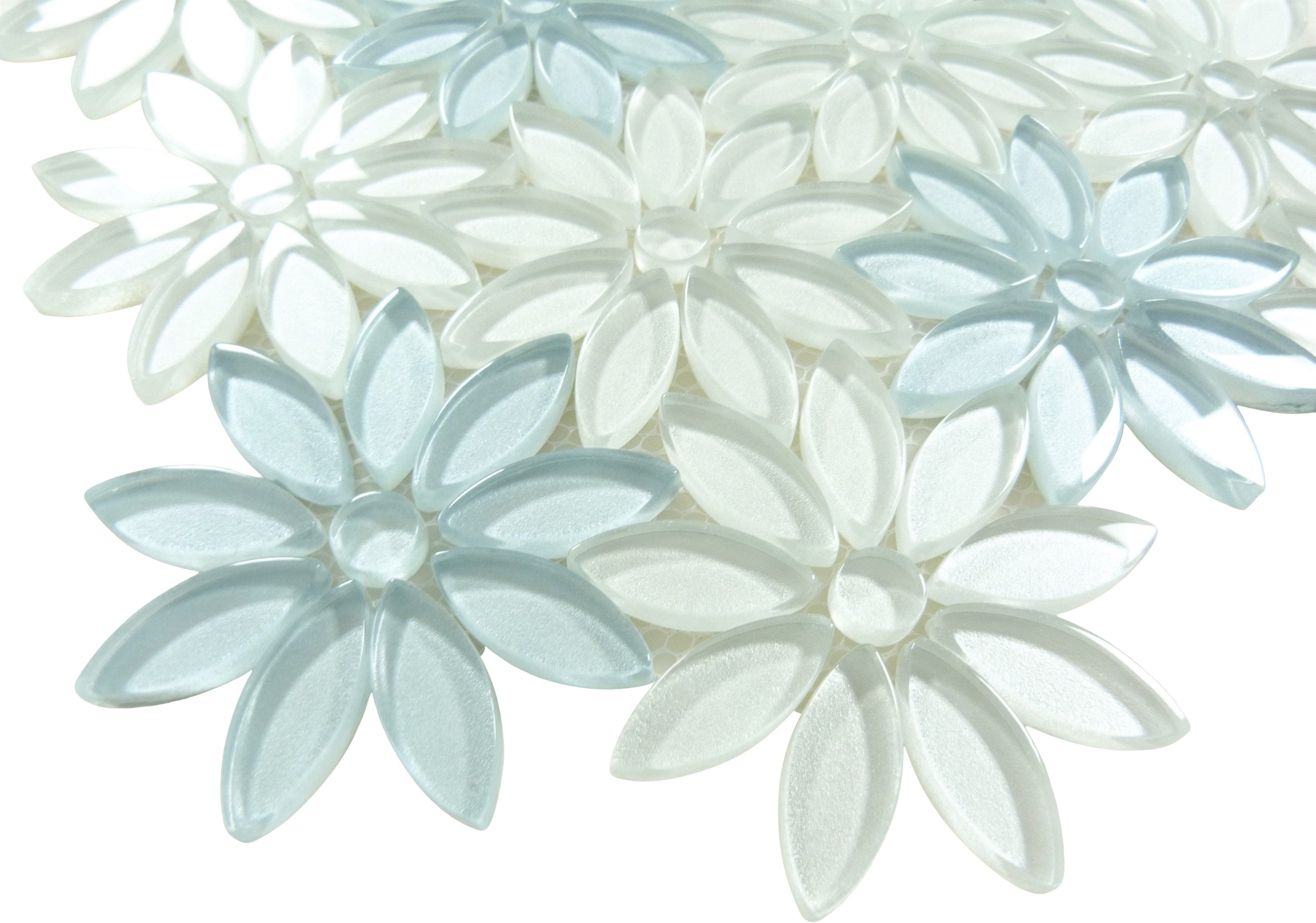 Blue Pearl Flower Glass Tile | Oasis Tile