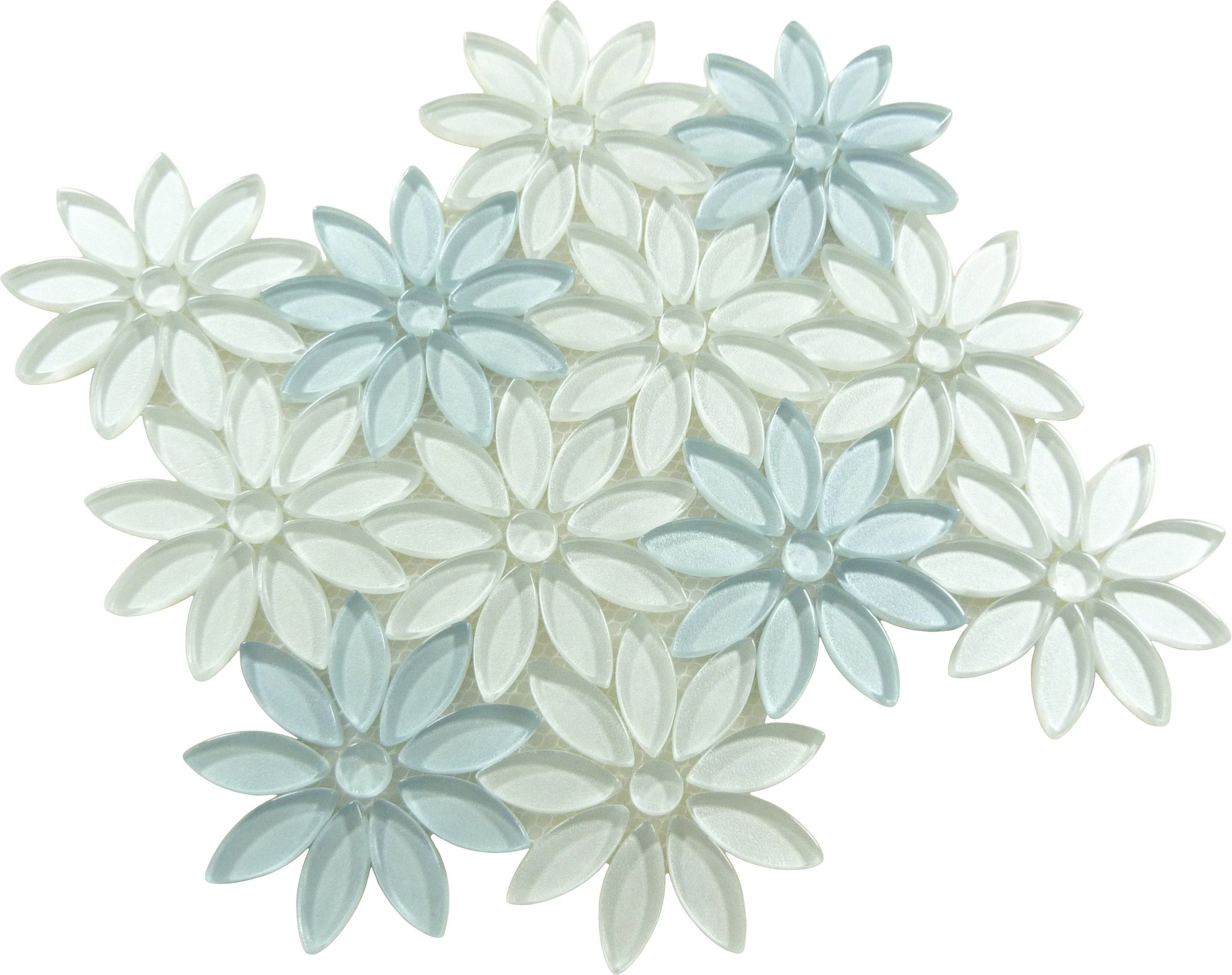 Blue Pearl Flower Glass Tile | Oasis Tile