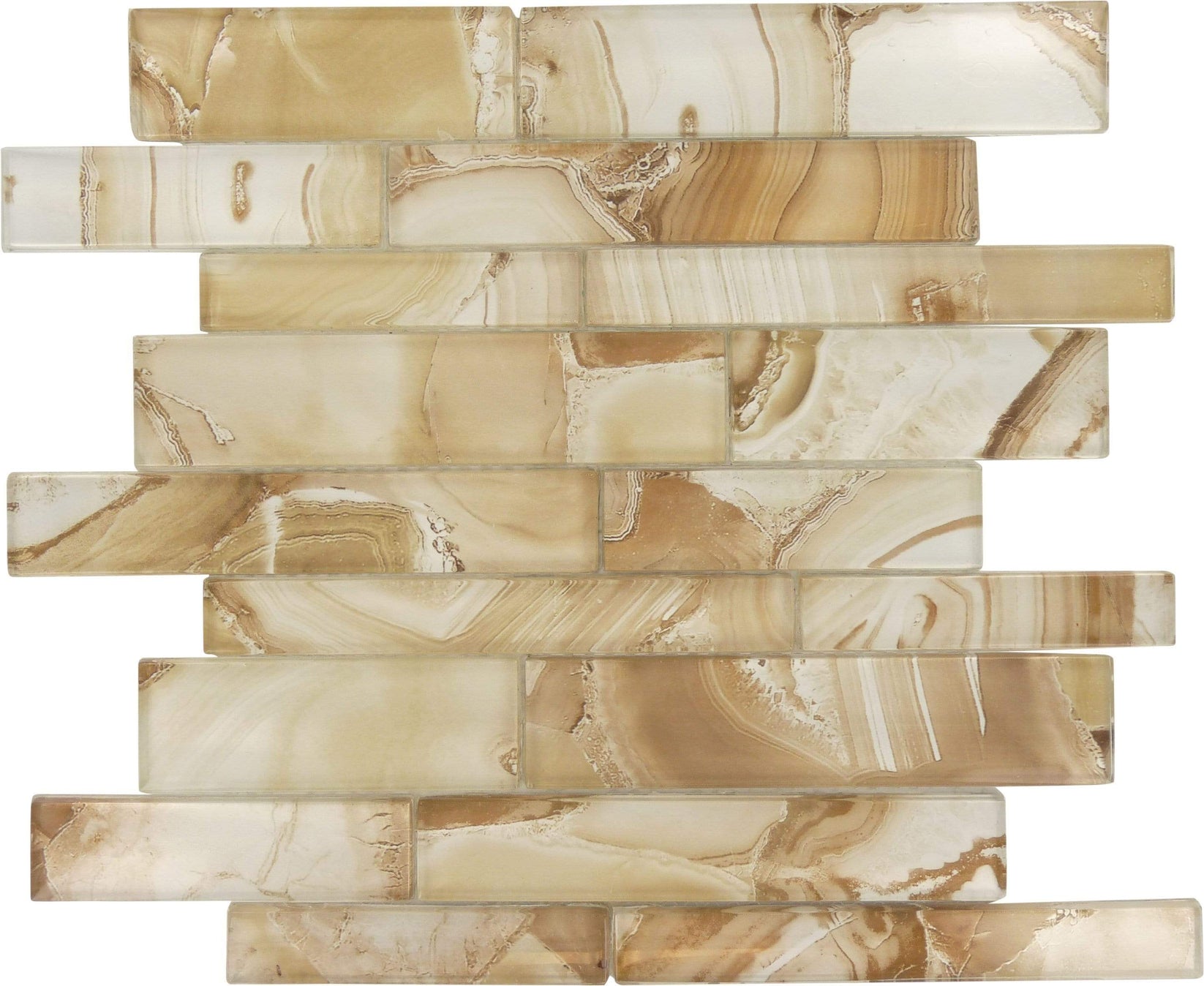 Cinnamon House Gold Random Brick Glossy Glass Tile MGF622