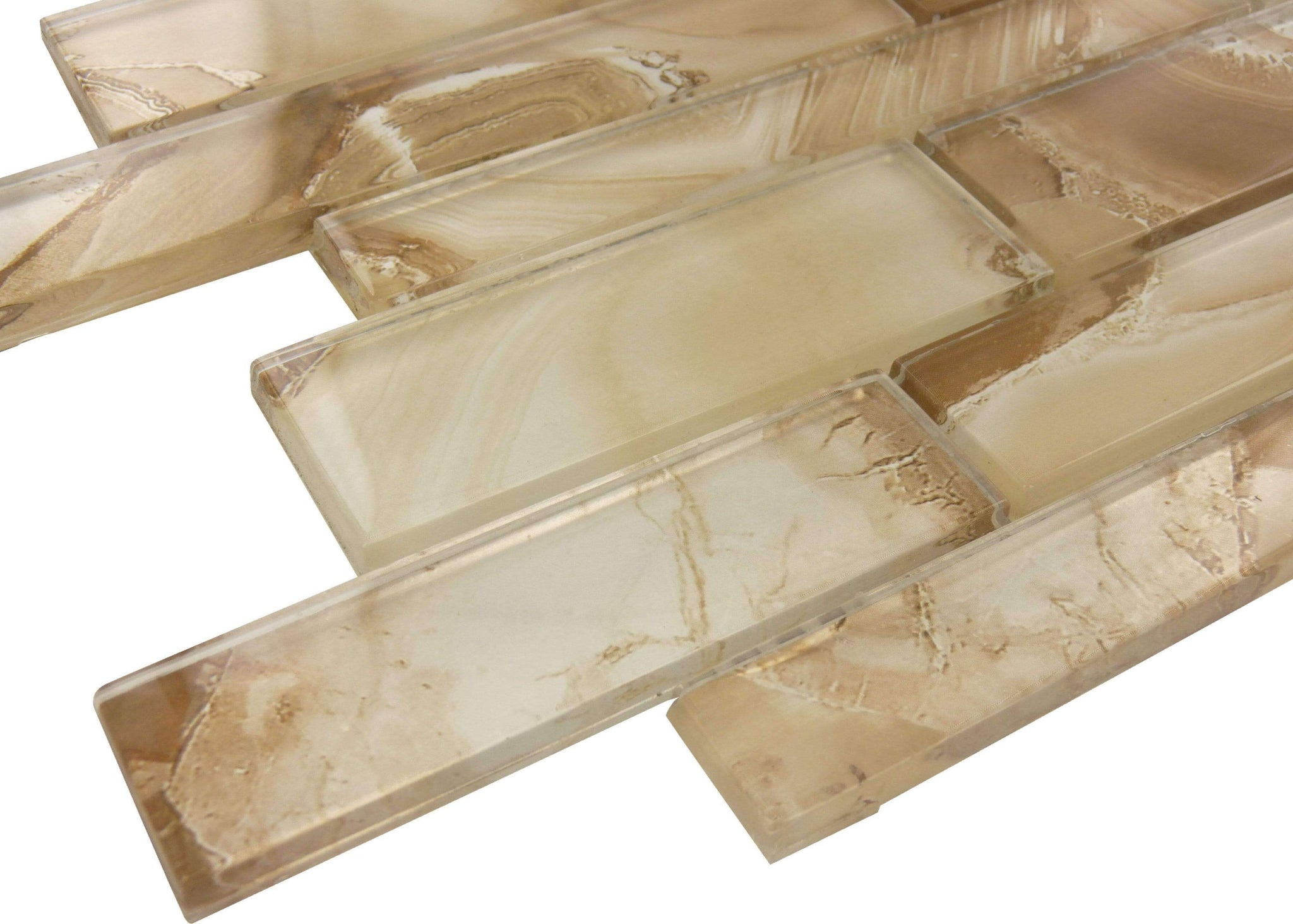 Cinnamon House Gold Random Brick Glossy Glass Tile MGF622