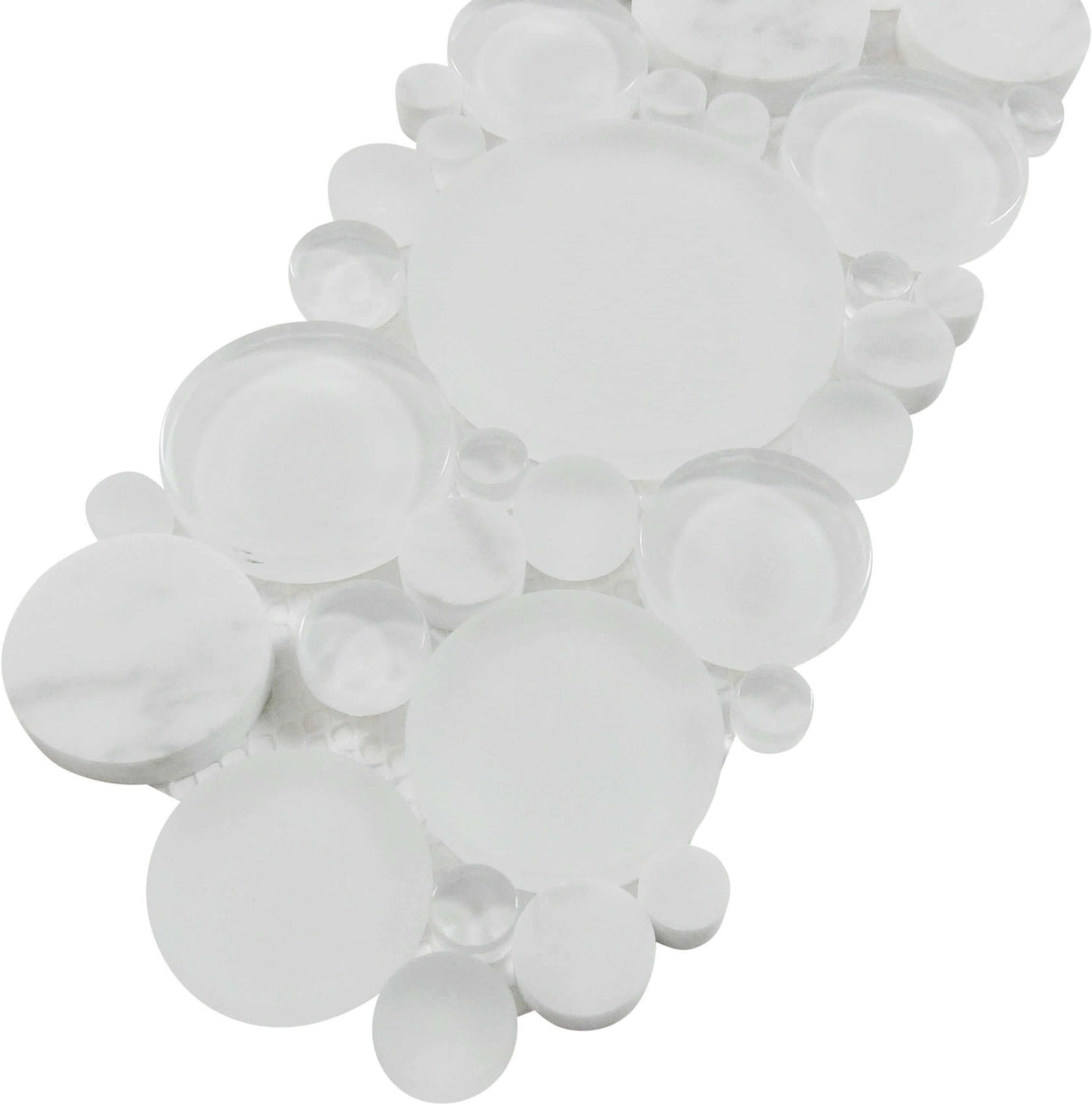 Circles White Glass and Stone Penny Circles Tile Glossy B100