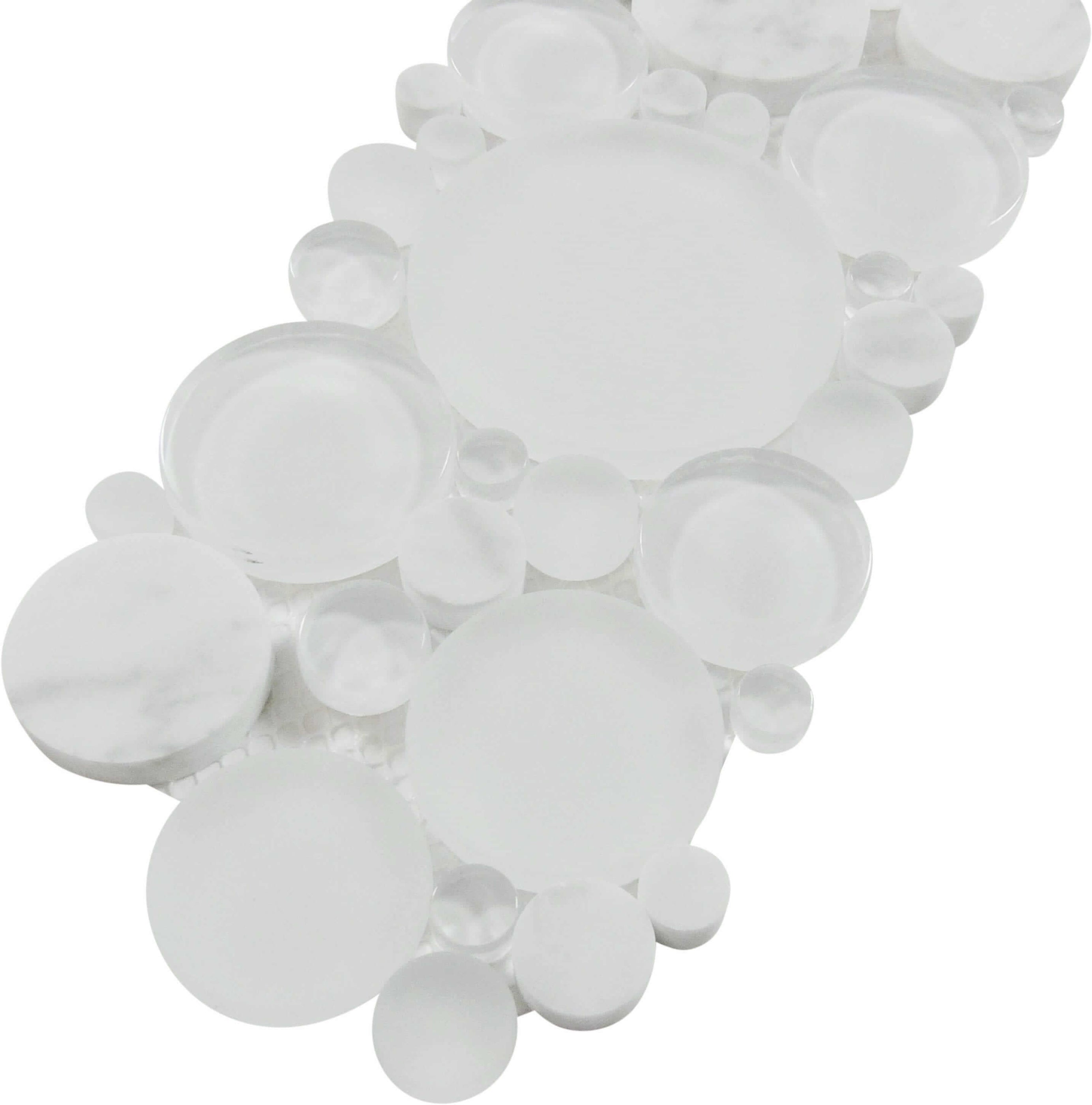 Circles White Glass and Stone Penny Circles Tile Glossy B100