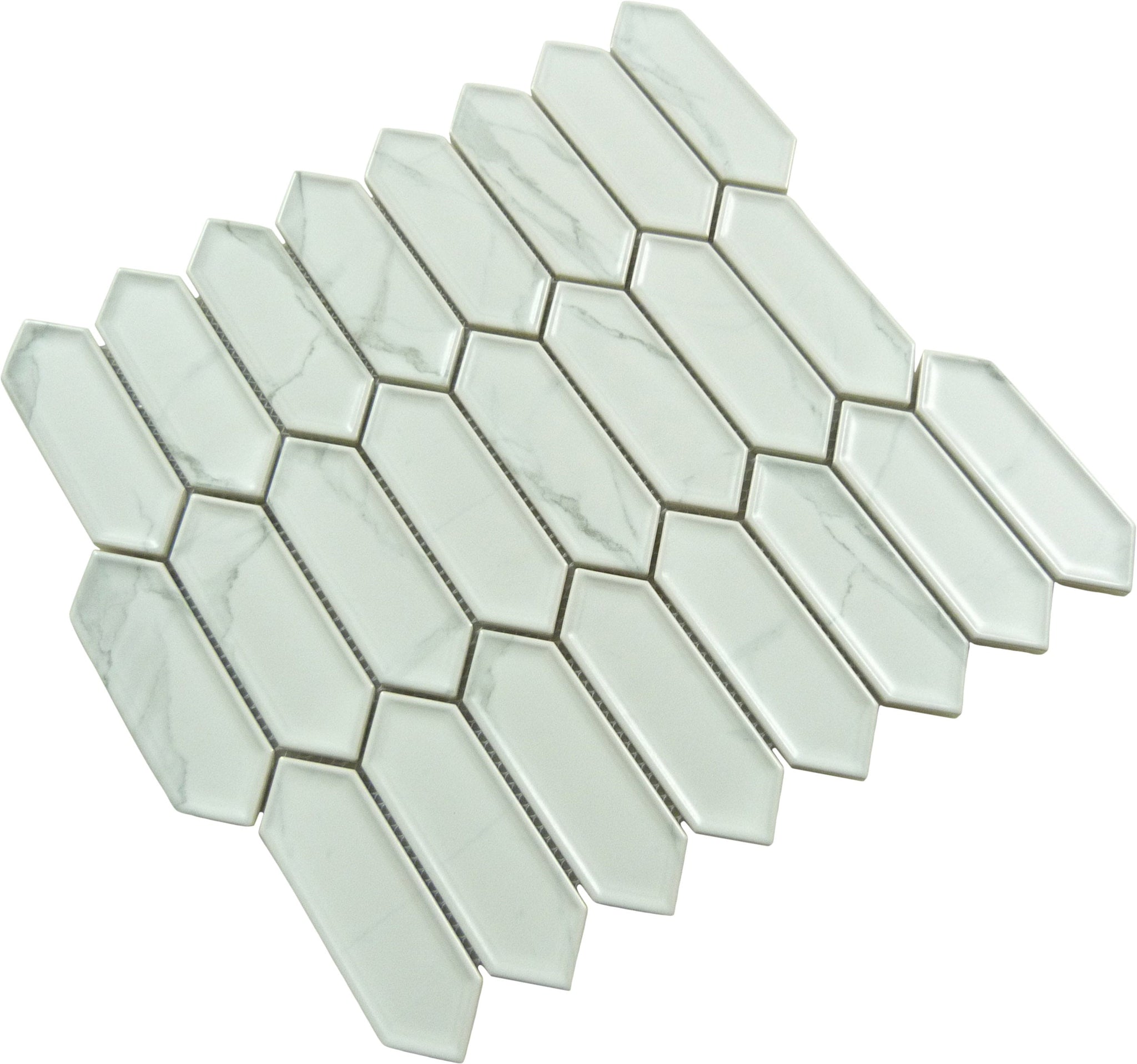 Decko Decoratif White Elongated Hexagon Tile DEK3507
