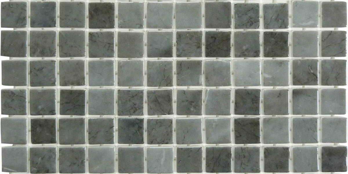 Del Spa Tropical Cavern Black 1" x 1" Glossy Glass Pool Tile DLS1108