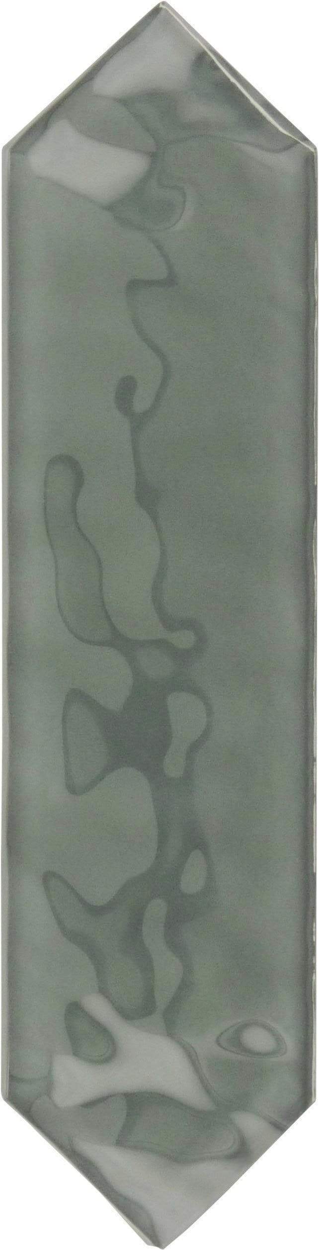 Aristocrat Harbor Dim Afternoon Grey 3" x 10" Elongated Hexagon Rippled ...