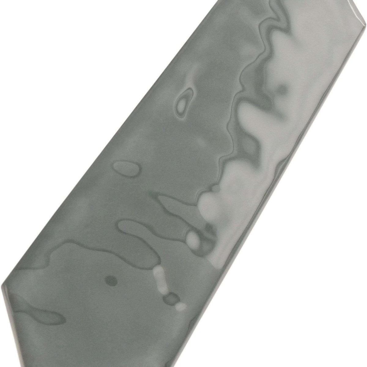 Dim Afternoon Grey 3" x 10" Elongated Hexagon Rippled Glossy Glass Tile ...