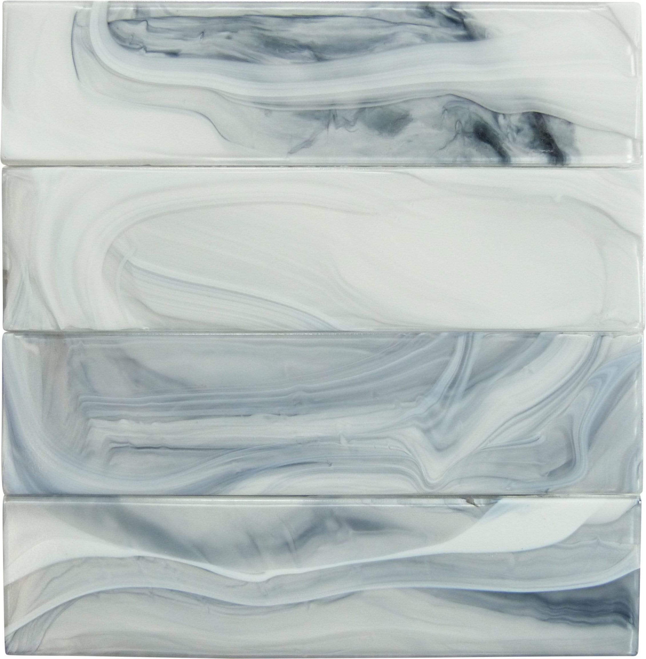 Elegant Swirl Lite Wind Blue 3" x 12" Glossy Glass Subway Pool Tile ELS637