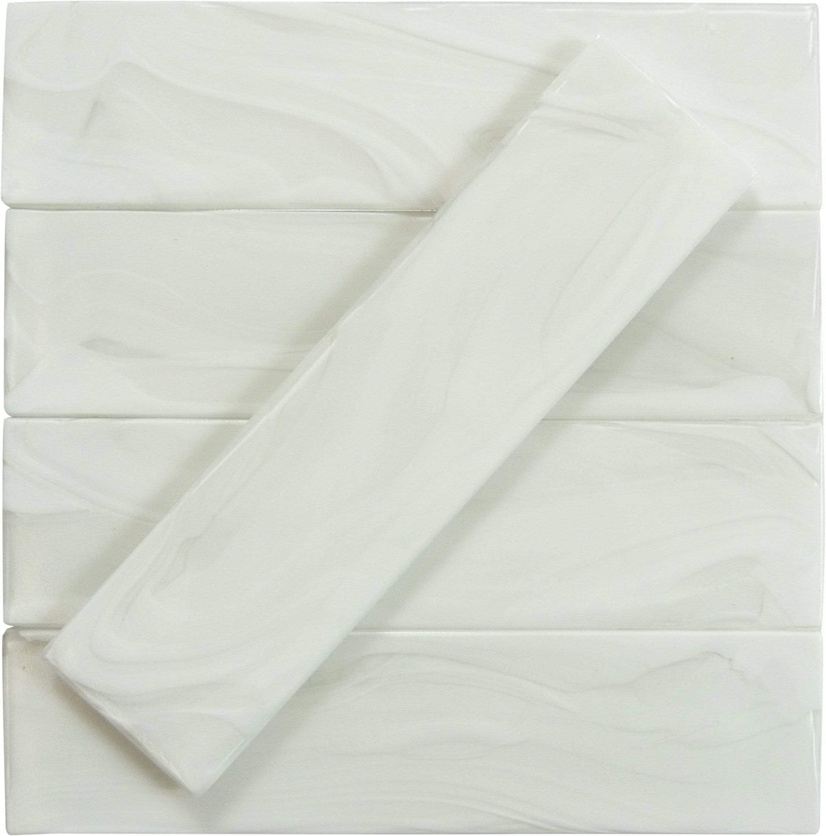 Elegant Swirl Porcelain Cloud White 3" x 12" Glossy Glass Subway Pool ...