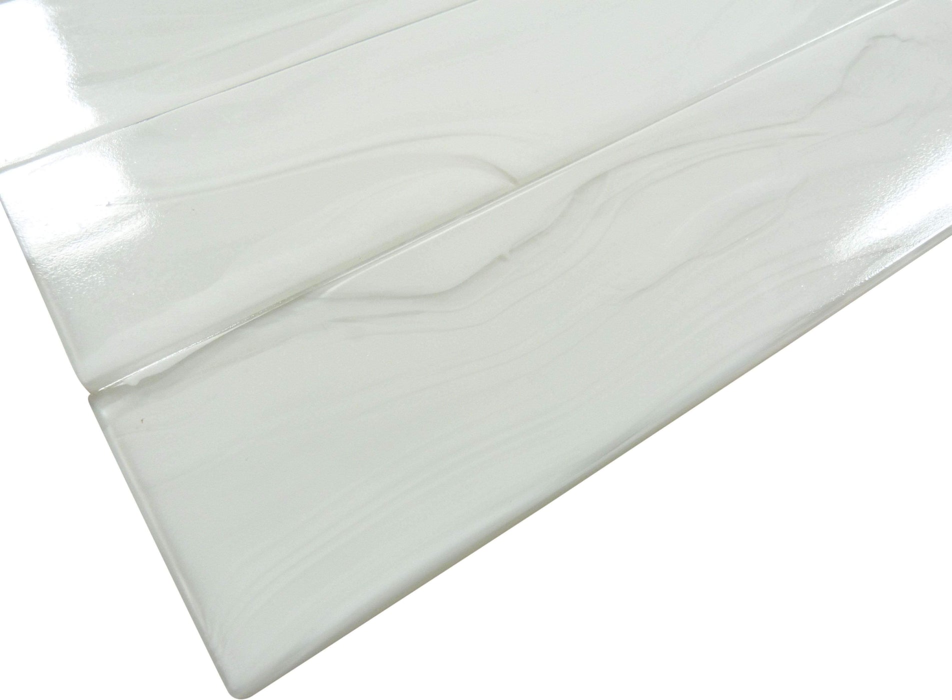 Elegant Swirl Porcelain Cloud White 3" x 12" Glossy Glass Subway Pool ...