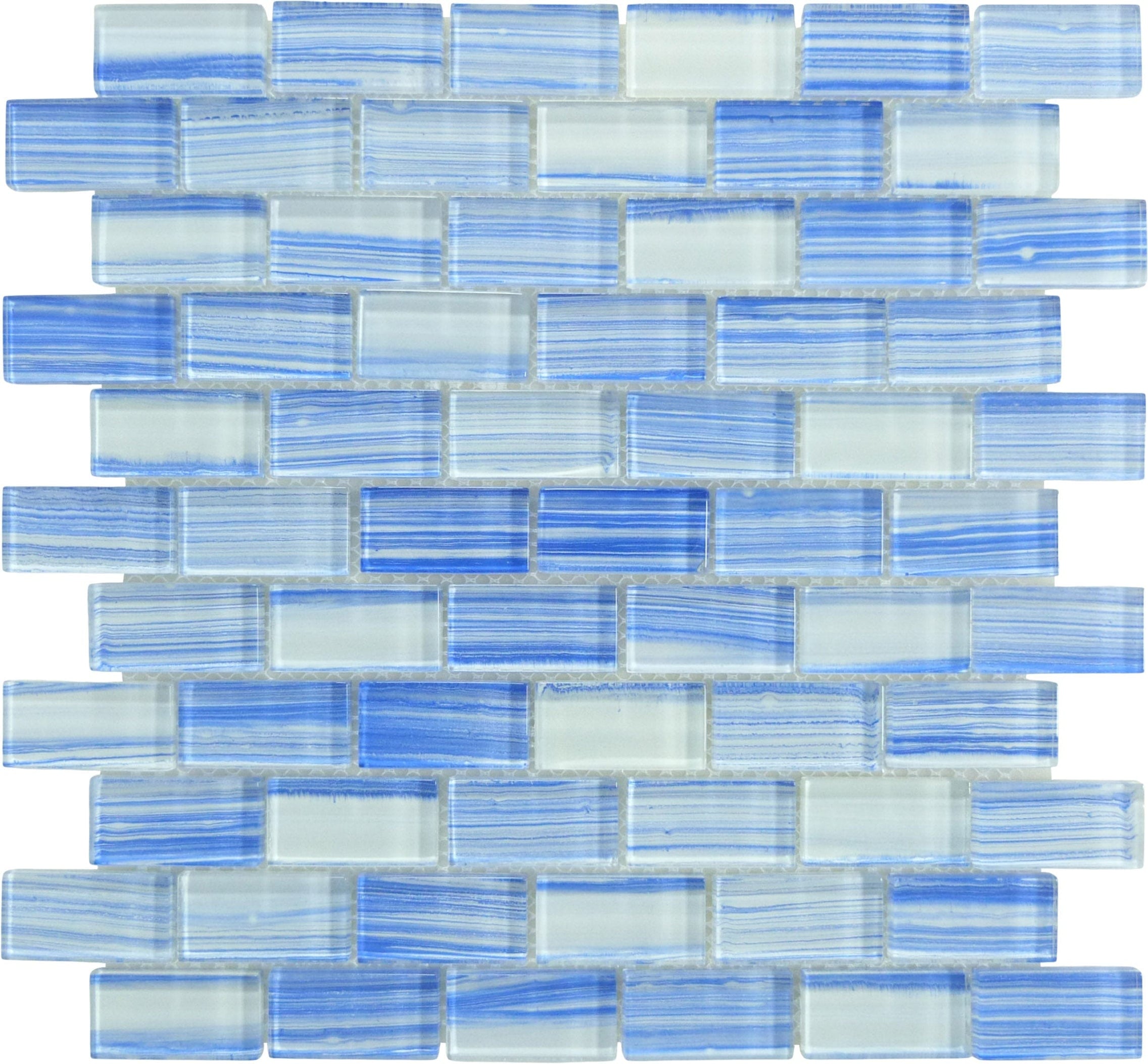 Glazzio Genesis Blizzard Morn Blue 1x2 Glossy Glass Tile GES5103