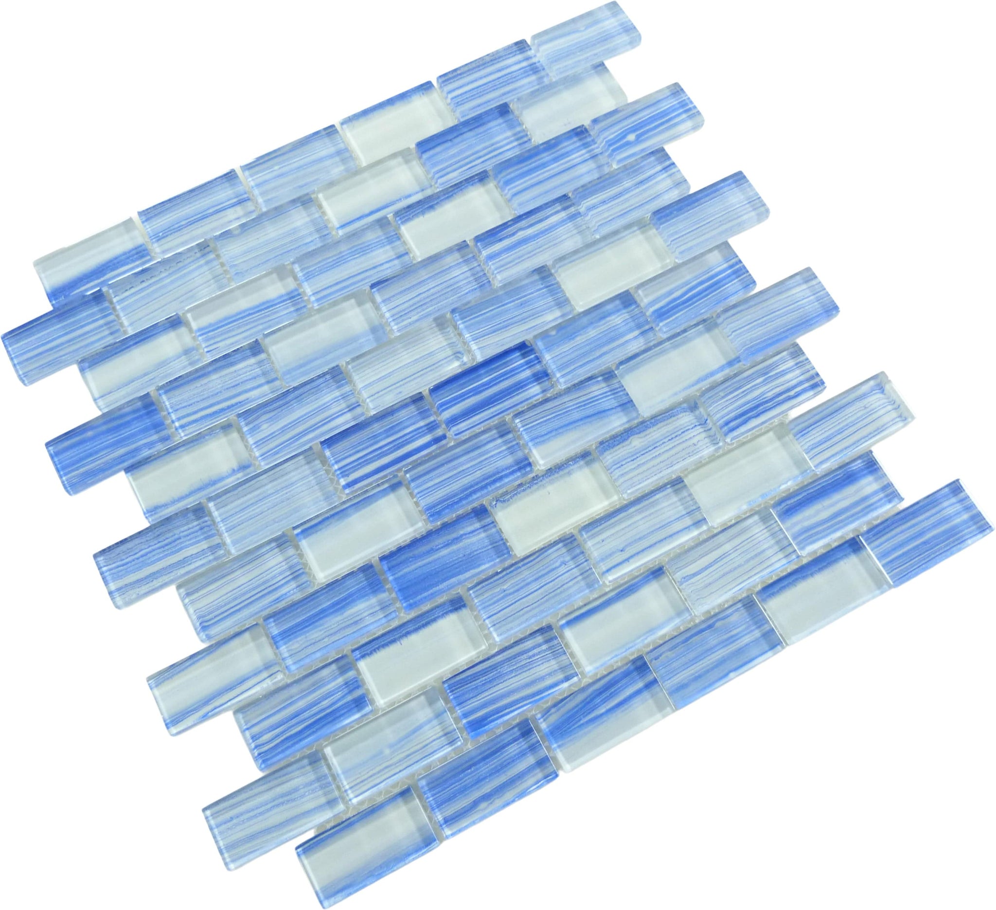 Glazzio Genesis Blizzard Morn Blue 1x2 Glossy Glass Tile GES5103