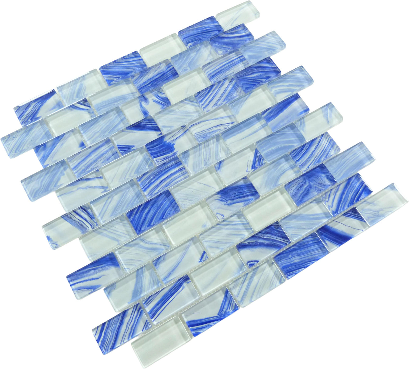 Glazzio Genesis Jordy Cyan Blue 1x2 Glossy Glass Tile GES5101