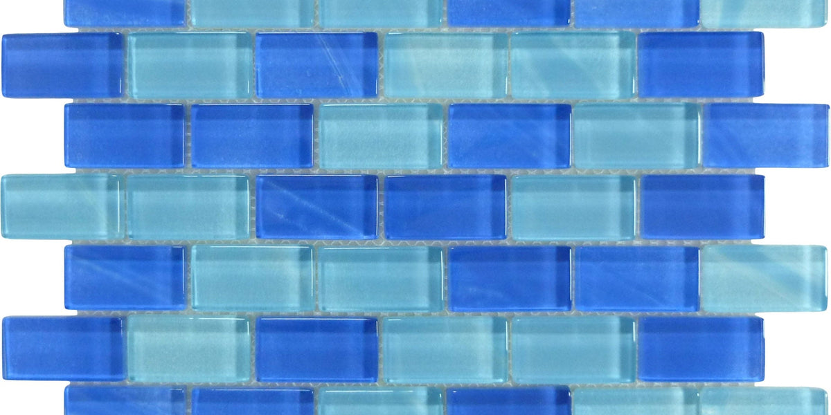 Glazzio Genesis Peri Sea Blue 1x2 Glossy Glass Tile GES5104