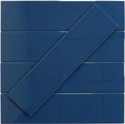 Glazzio In Collection Plain Blue 3" x 12" Glossy Ceramic Subway Tile IN ...