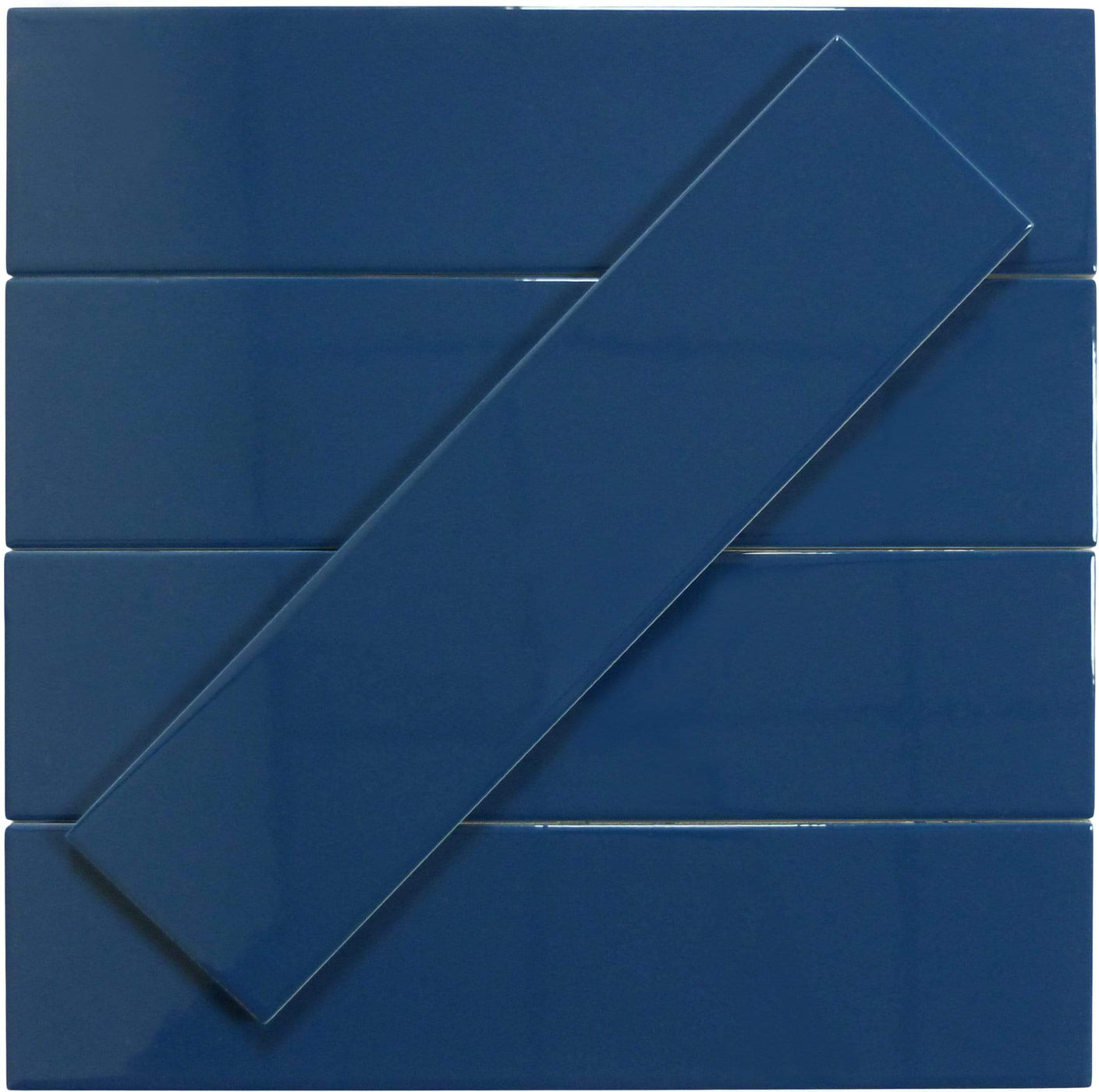 Glazzio In Collection Plain Blue 3" x 12" Glossy Ceramic Subway Tile IN ...