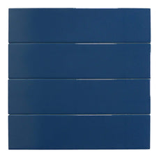 Glazzio In Collection Plain Blue 3" x 12" Glossy Ceramic Subway Tile IN ...