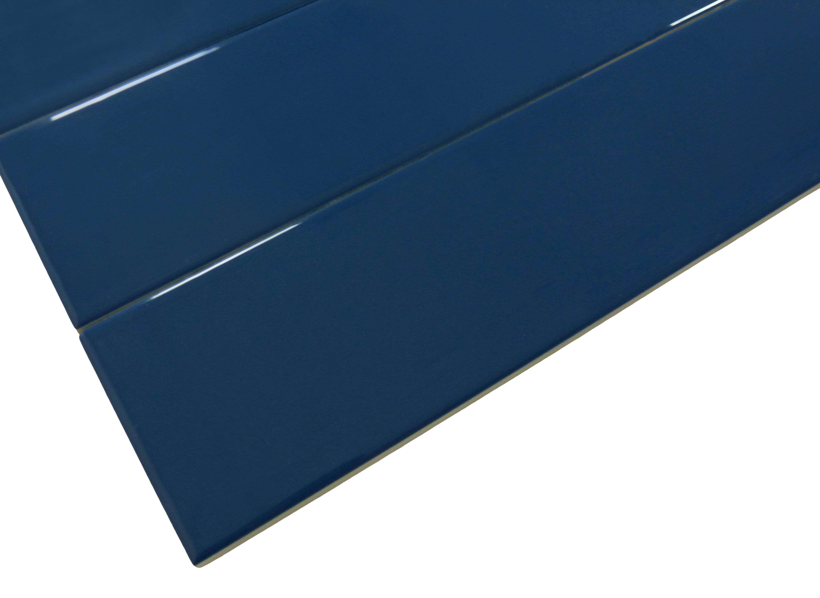 Glazzio In Collection Plain Blue 3" x 12" Glossy Ceramic Subway Tile IN ...