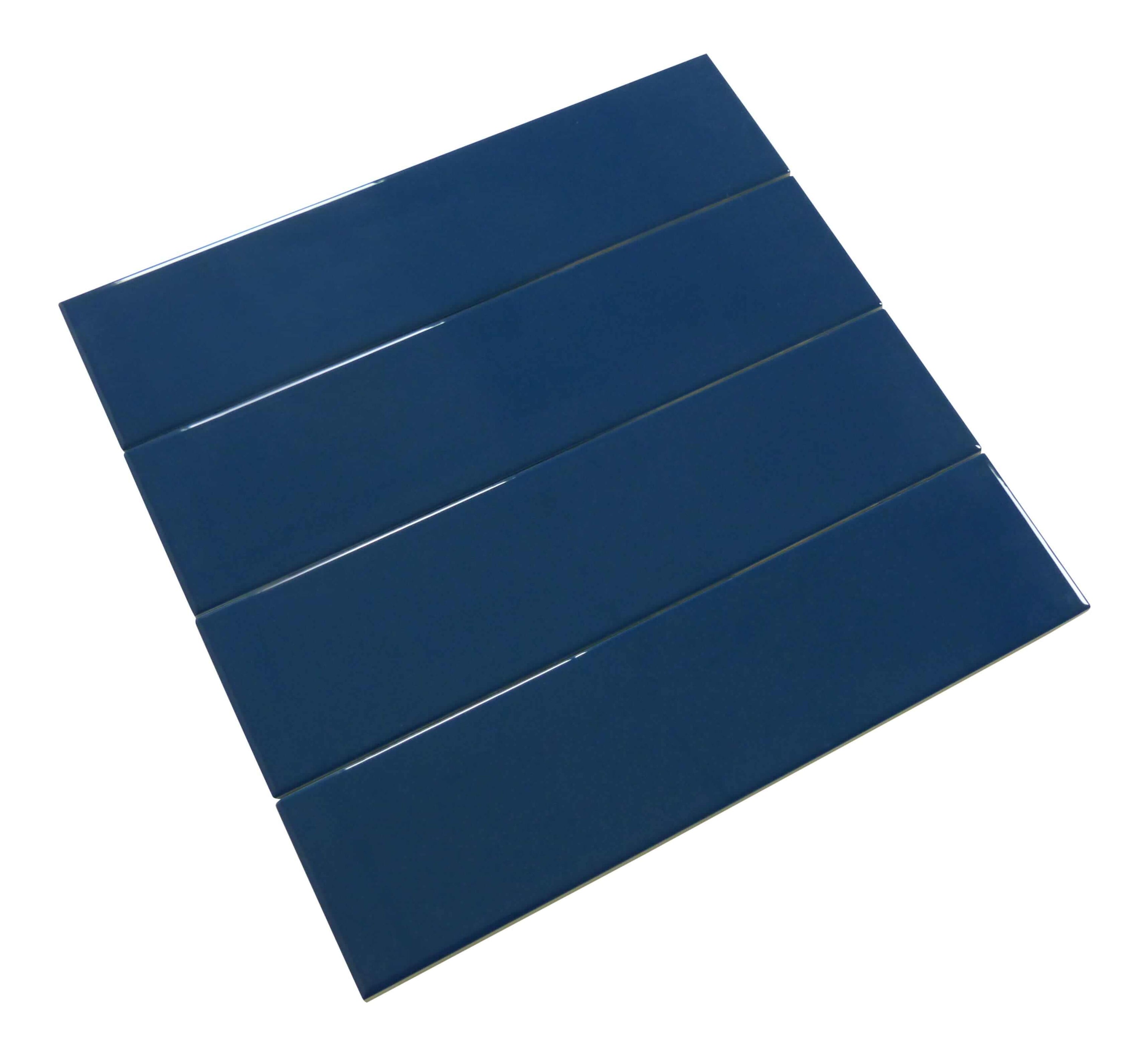 Glazzio In Collection Plain Blue 3" x 12" Glossy Ceramic Subway Tile IN ...