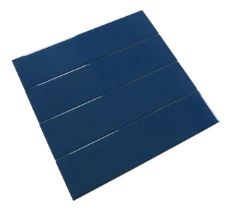 Glazzio In Collection Plain Blue 3" x 12" Glossy Ceramic Subway Tile IN ...