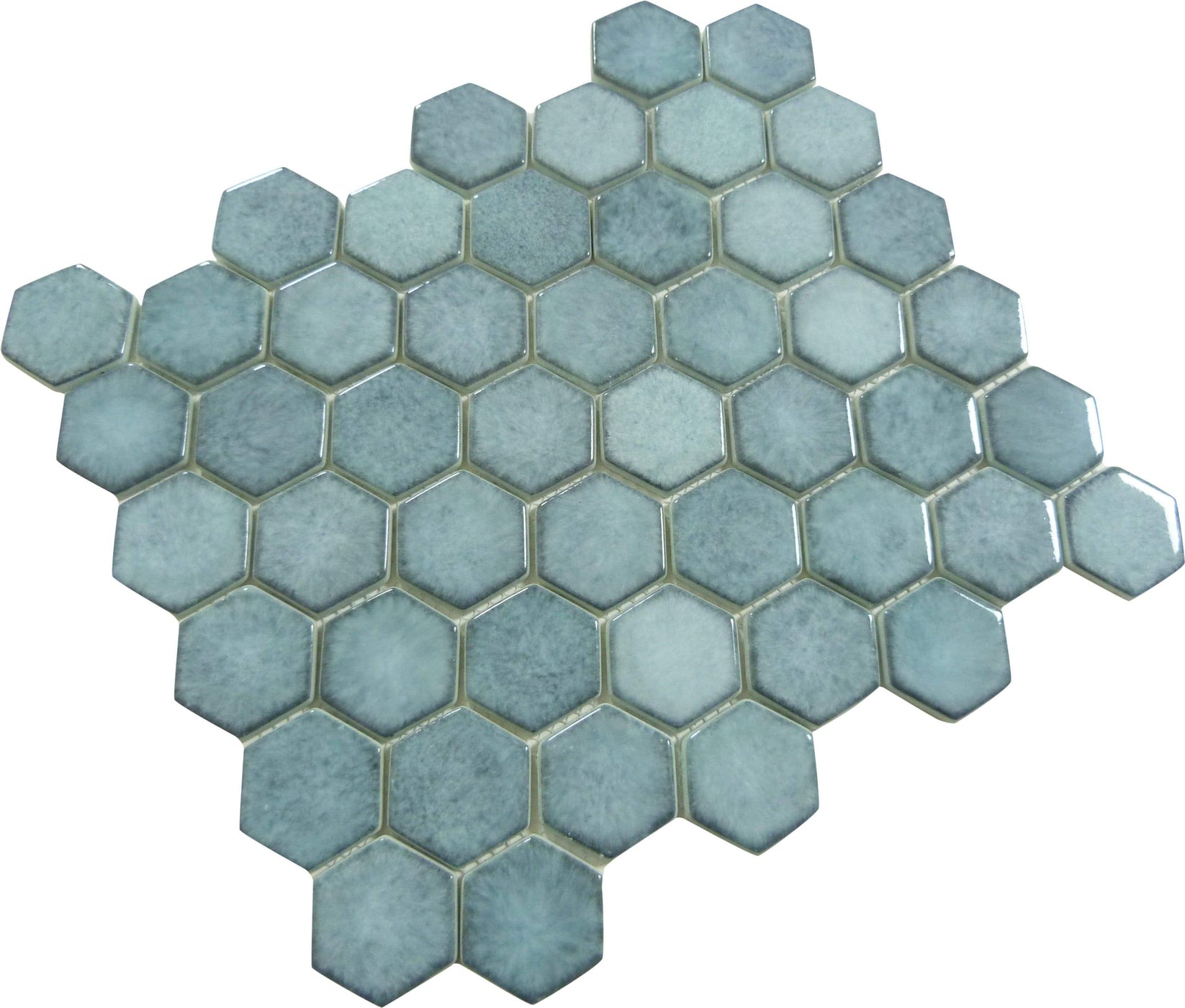 Greenwich Historic Grand Blue 2" Hexagon Recycled Gloss Glass Pool Tile ...