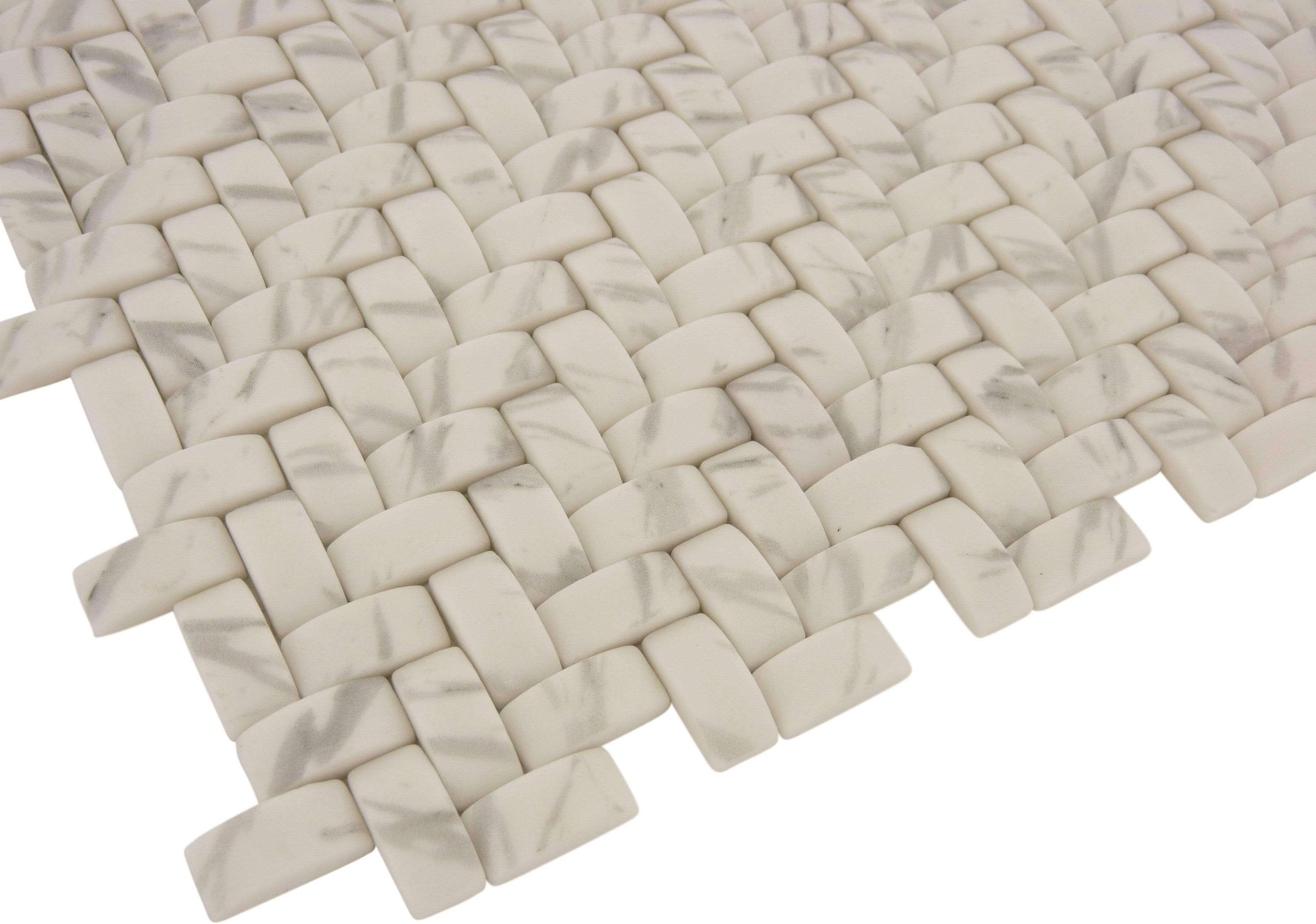 Inca Basket White Basket Weave Matte Glass Tile SMO321