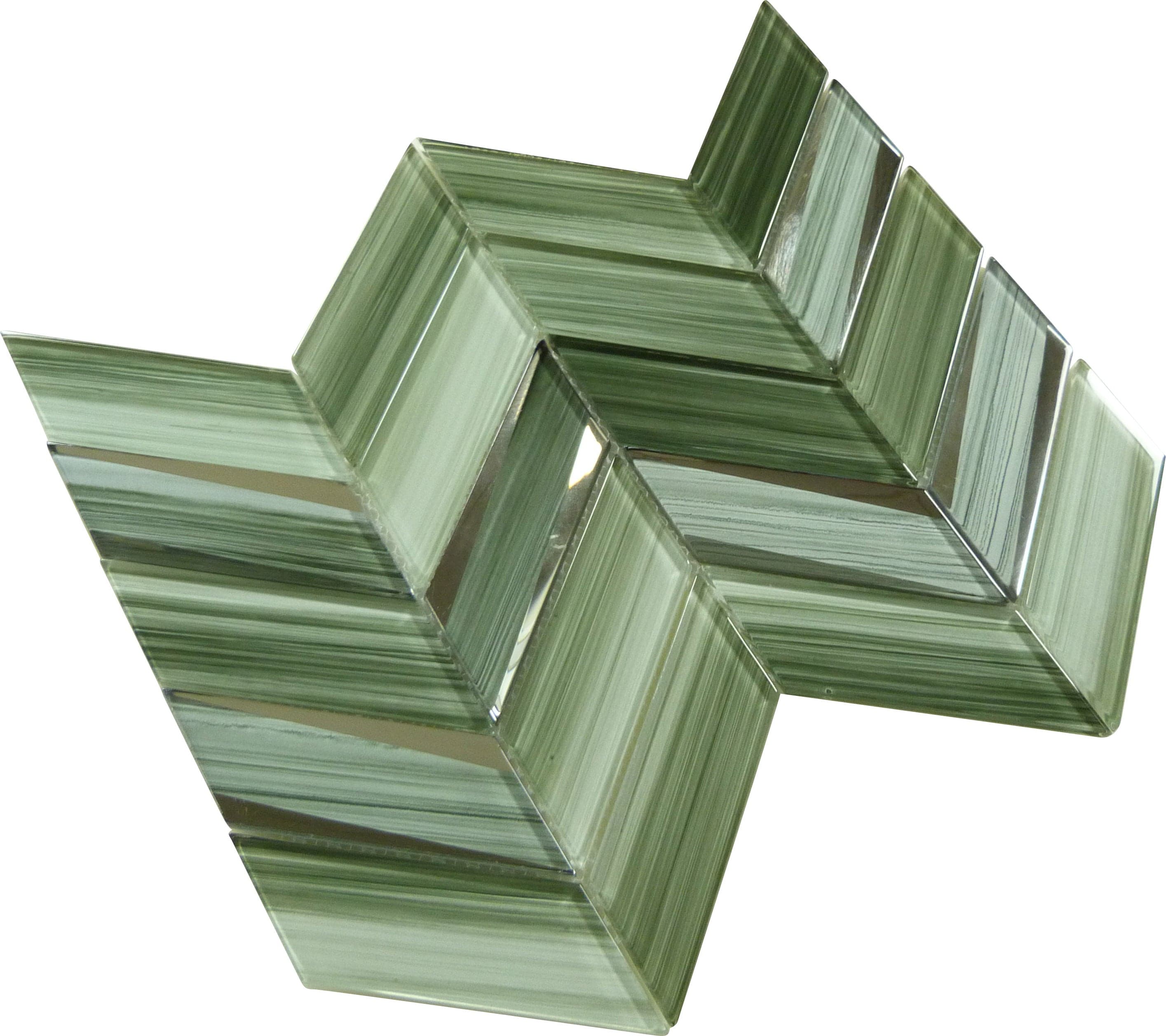 Kohala Mahu Tropical Green Chevron Glass Tile KLA4704