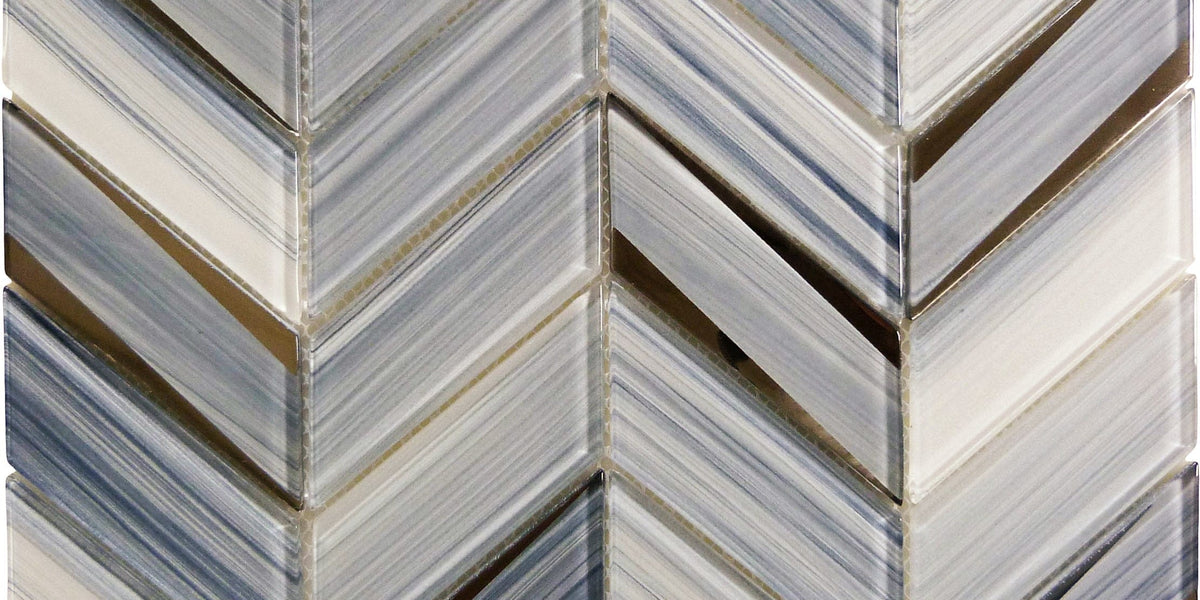Kohala Oahu Blue Chevron Glass Tile KLA4705