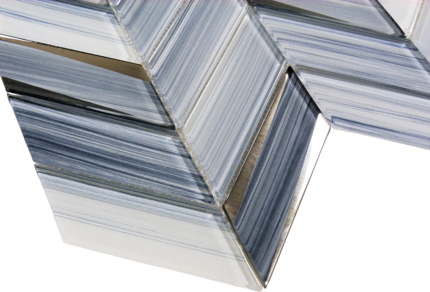 Kohala Oahu Blue Chevron Glass Tile KLA4705