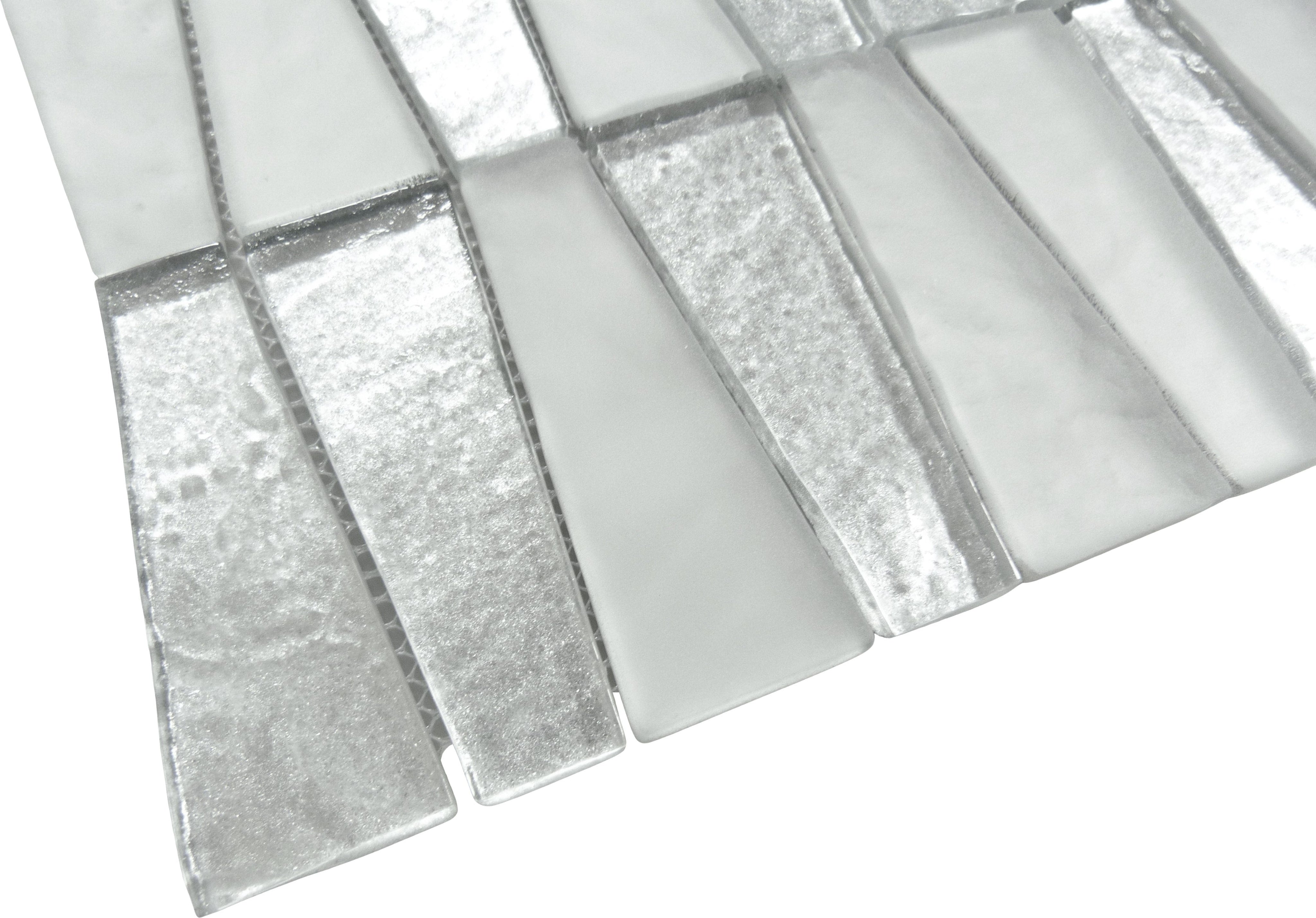 Lehai Gem Trapezoid Silver Glossy and Frosted Glass Tile | Glazzio Tiles