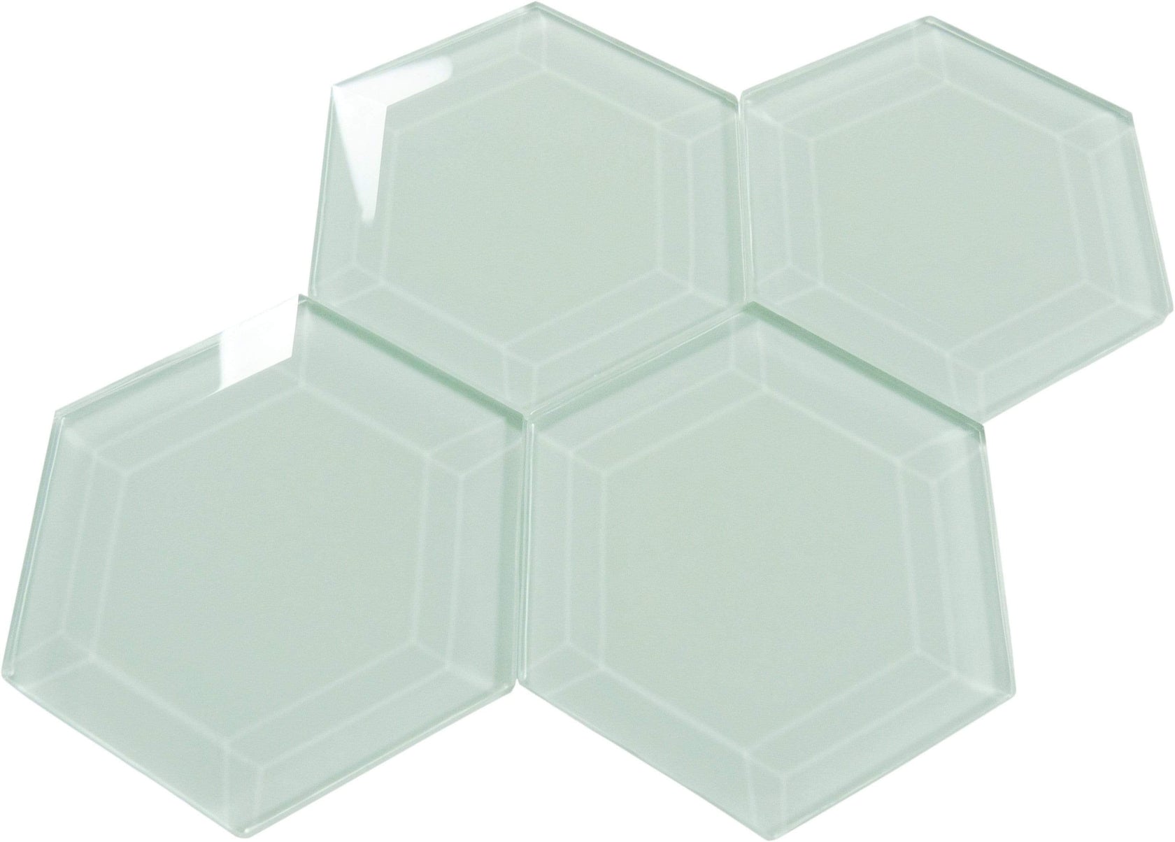 Liberated Lime 4" Beveled Hexagon Glass Tile - Oasis Tile