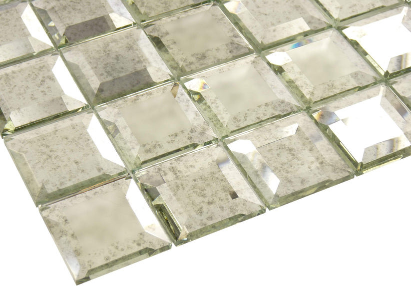 Lifting Fog Silver 2"x2" Glossy & Frosted Glass Mirror Tile