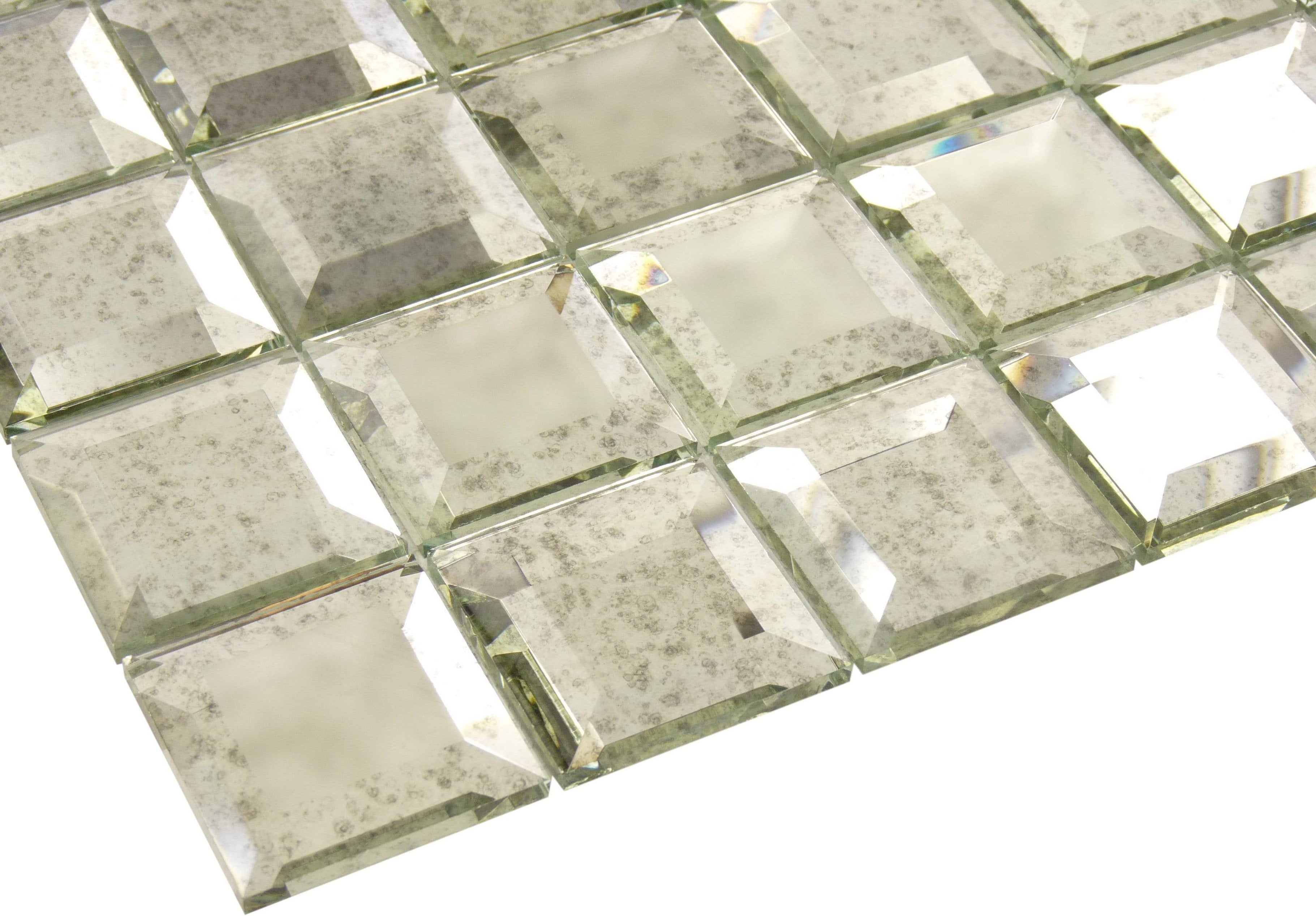 Lifting Fog Silver 2"x2" Glossy & Frosted Glass Mirror Tile