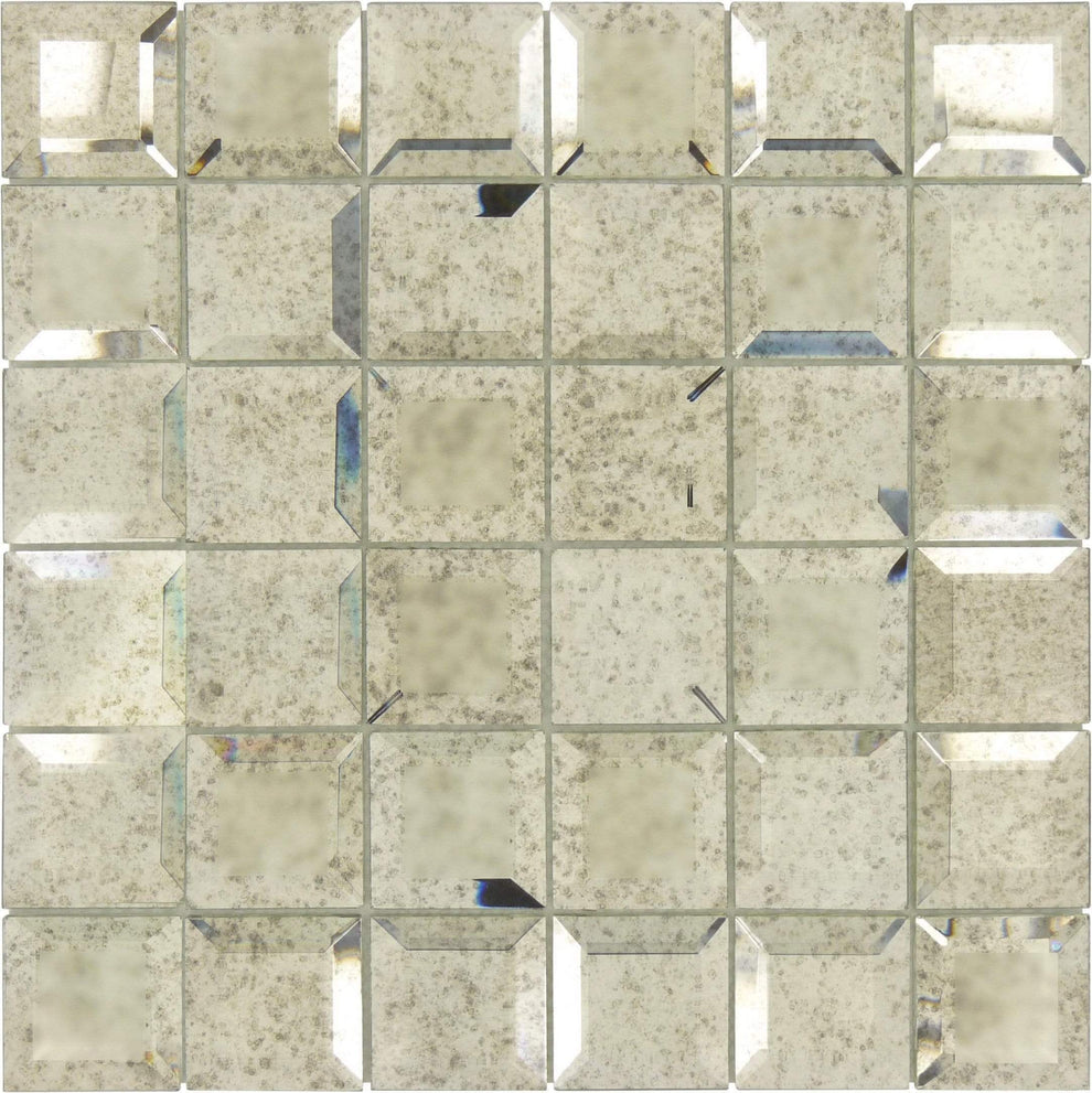 Lifting Fog Silver 2"x2" Glossy & Frosted Glass Mirror Tile