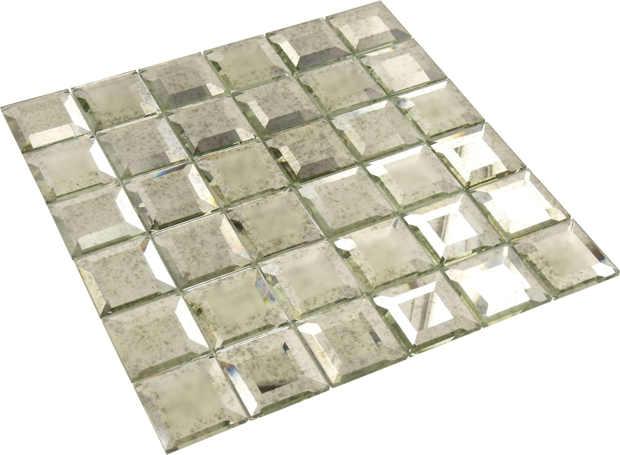 Lifting Fog Silver 2"x2" Glossy & Frosted Glass Mirror Tile