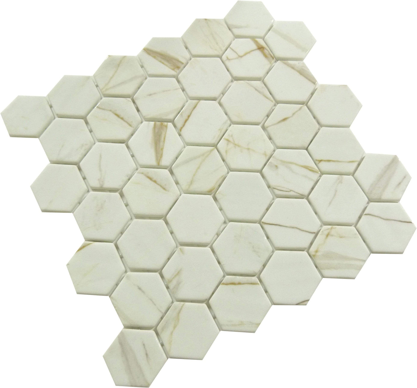 Mayan Garden Sun Rays Brown Hexagon Matte Glass Tile | Oasis