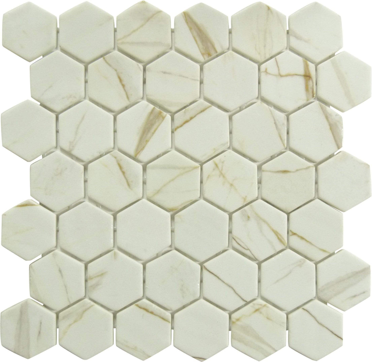 Mayan Garden Sun Rays Brown Hexagon Matte Glass Tile | Oasis
