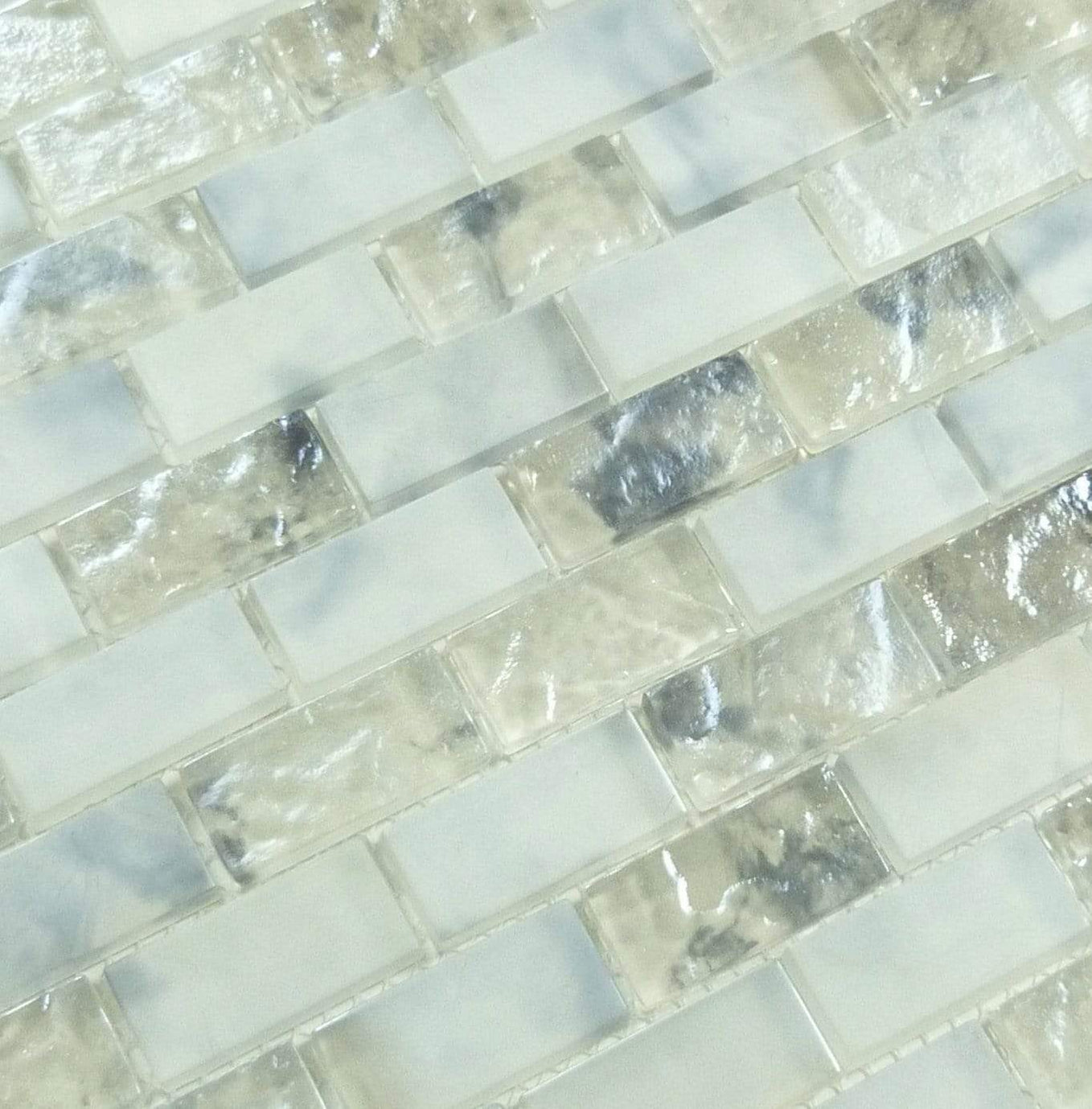 Mykonos Harbor Kosta Clouds White 1" x 2" Iridescent Rippled Frosted ...