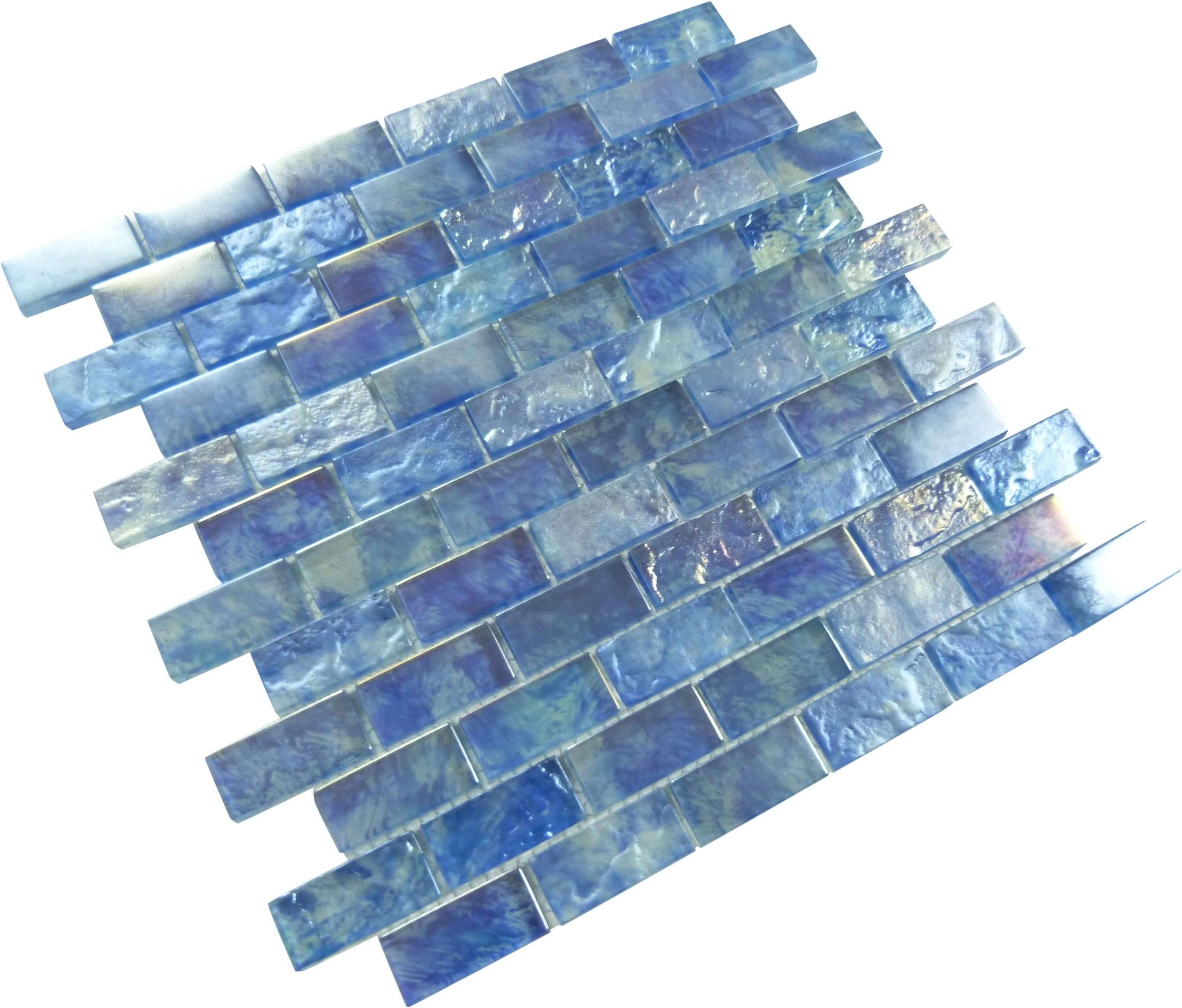 Mykonos Harbor Neon Waters Blue 1" x 2" Iridescent Rippled Frosted ...