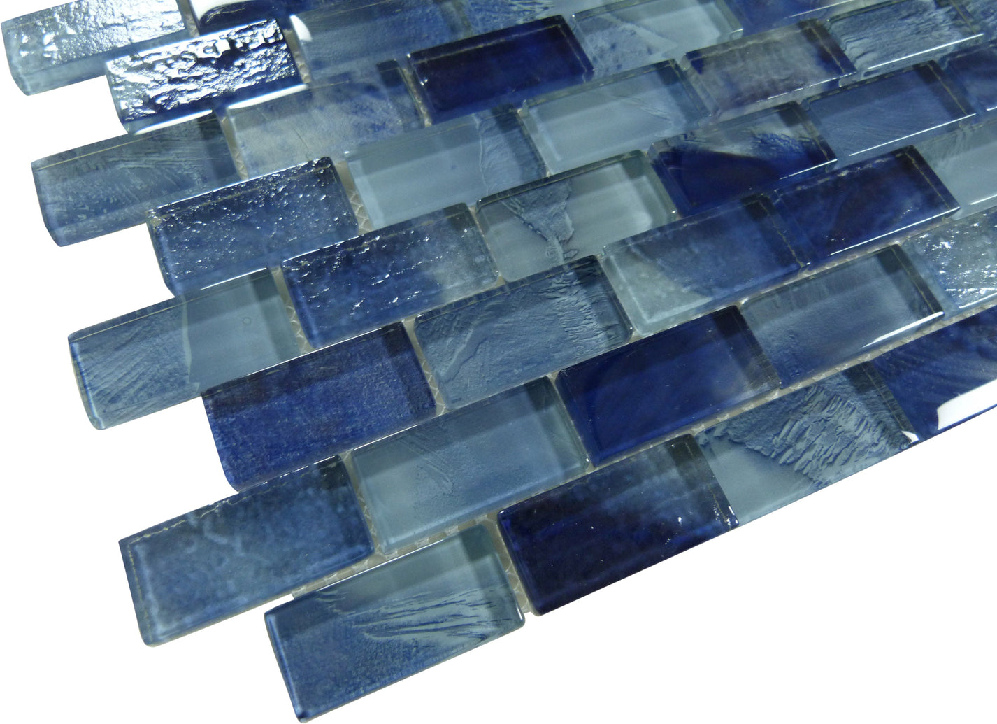 Natural Beauty Antigua Bay Blue 1x2 Glossy Glass Tile NAT3603