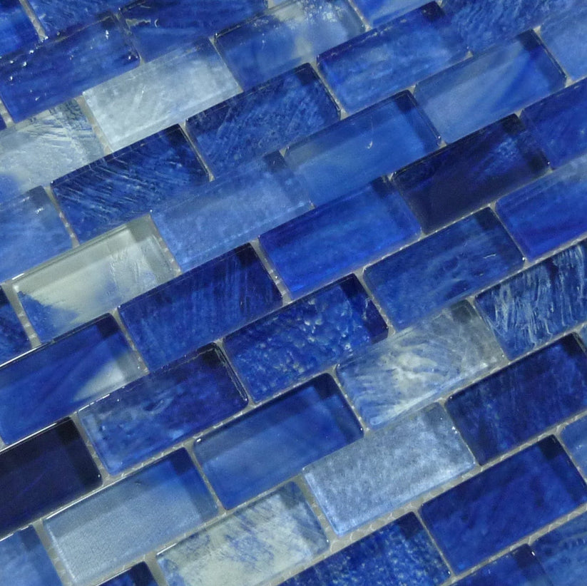 Natural Beauty Peru Diving Blue 1x2 Glossy Glass Tile NAT3604