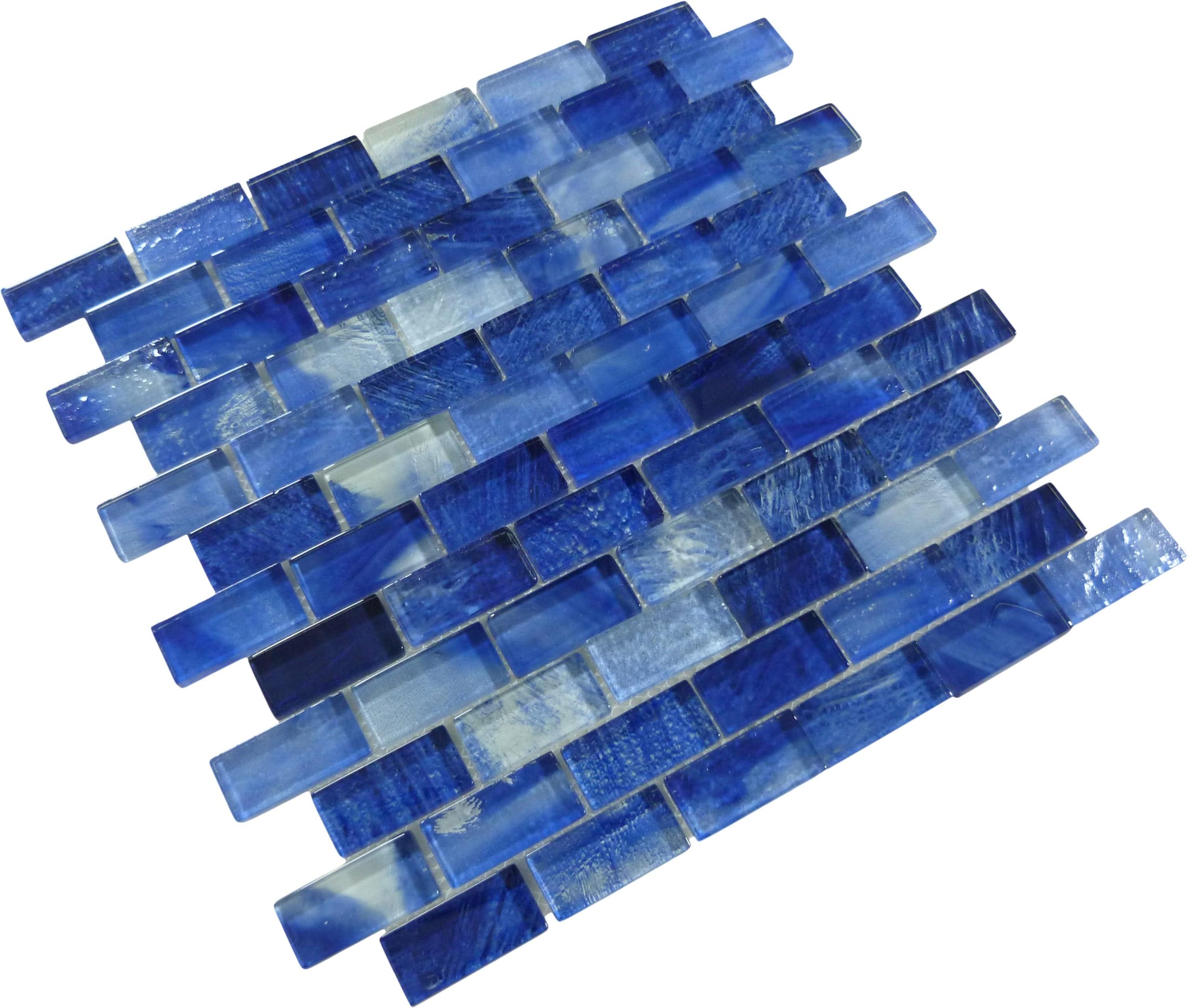 Natural Beauty Peru Diving Blue 1x2 Glossy Glass Tile NAT3604