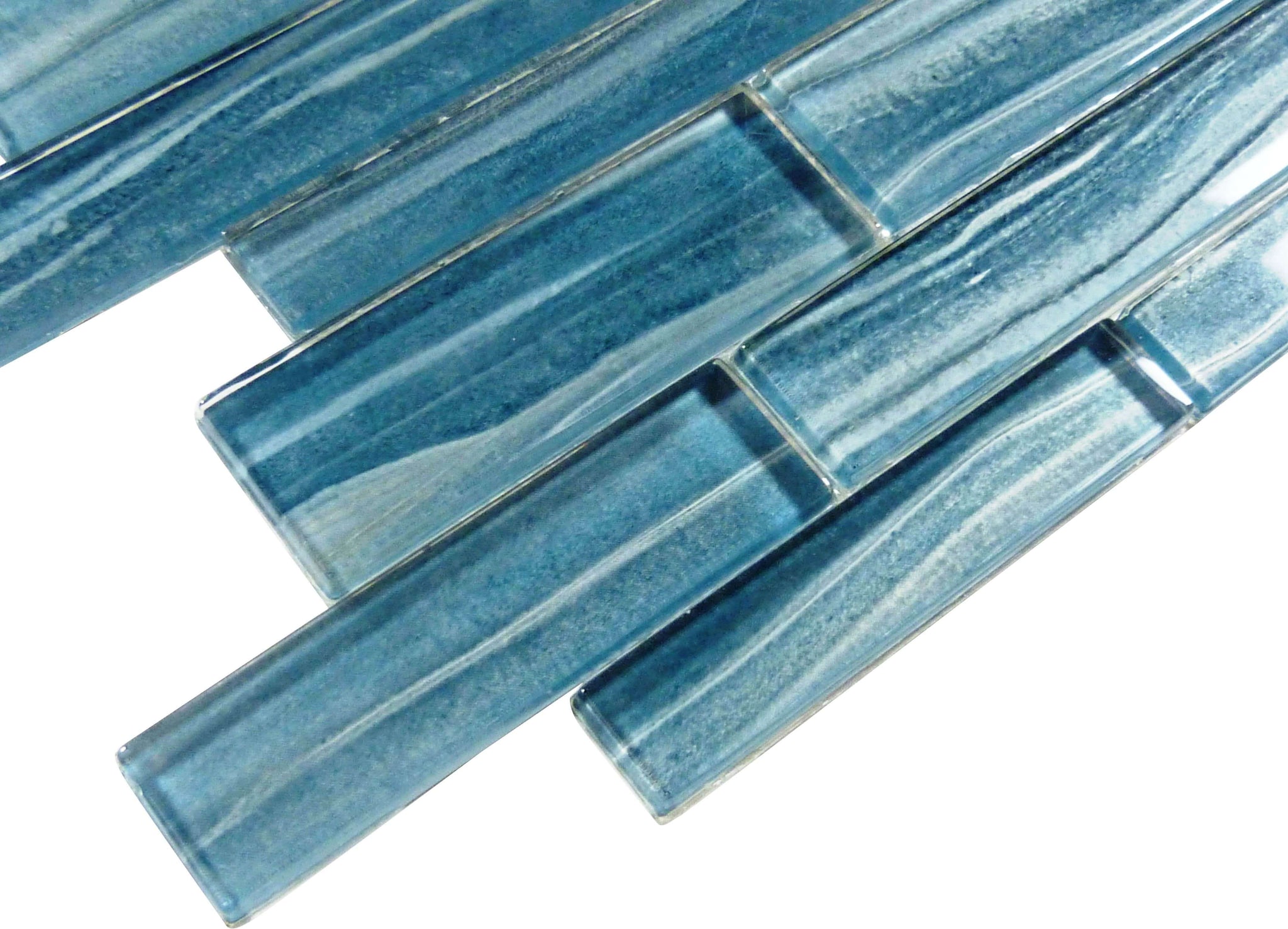 Nautical Spray Blue Linear Glossy Glass Tile - Oasis Tile