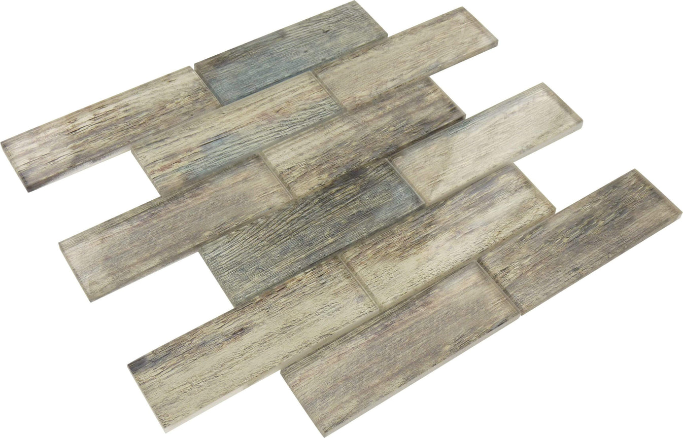 Teak Brown Subway Glossy Glass Tile: WM778 | Shop Oasis Tile